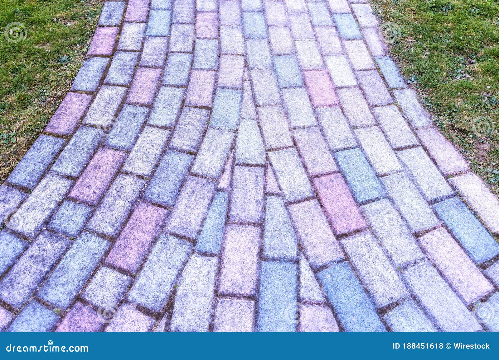High Angle Shot of the Colorful Tiles on a Pathway Going through a ...
