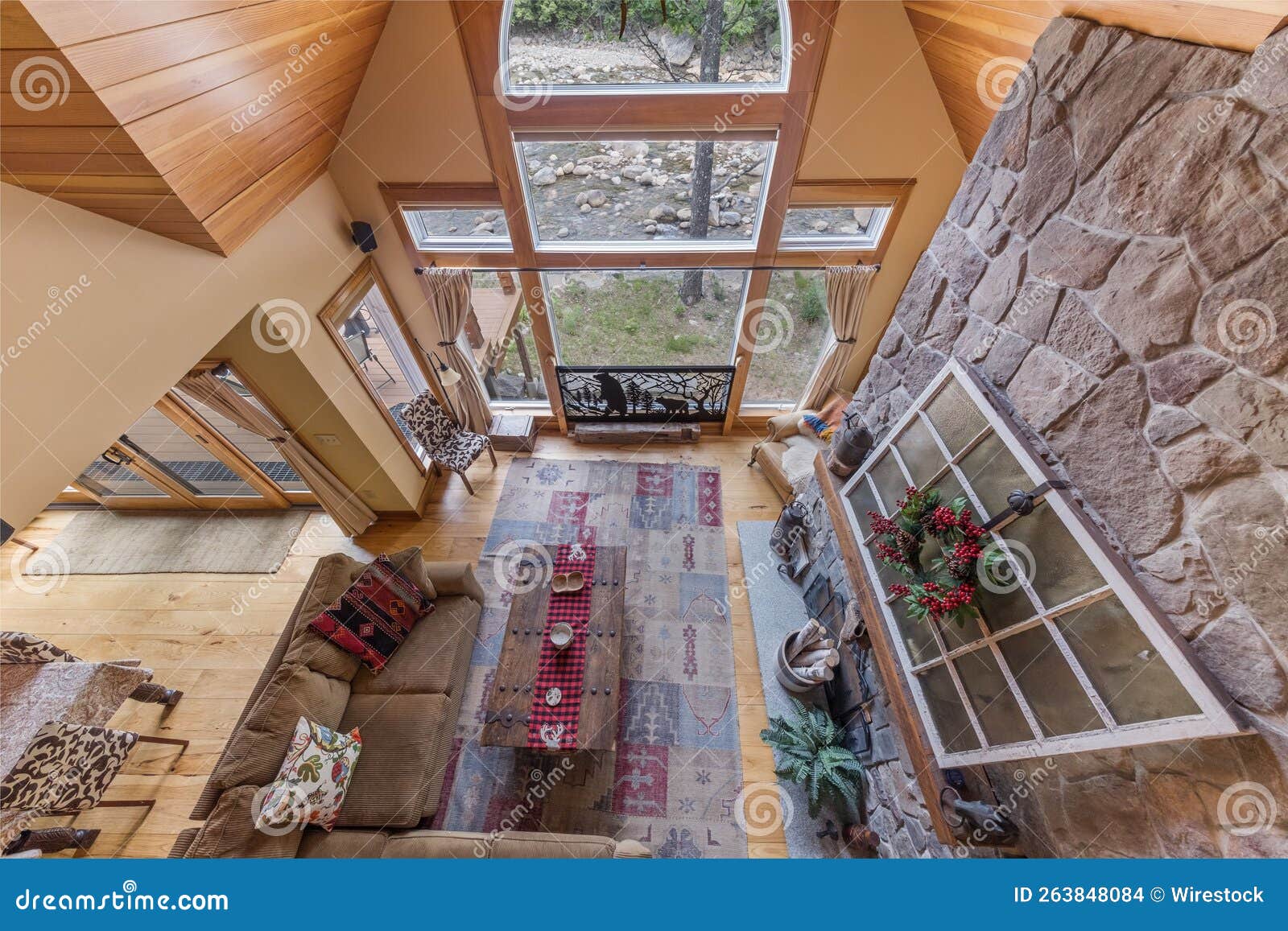 High Angle Shot of a Cozy Living Room. Stock Photo - Image of cozy ...