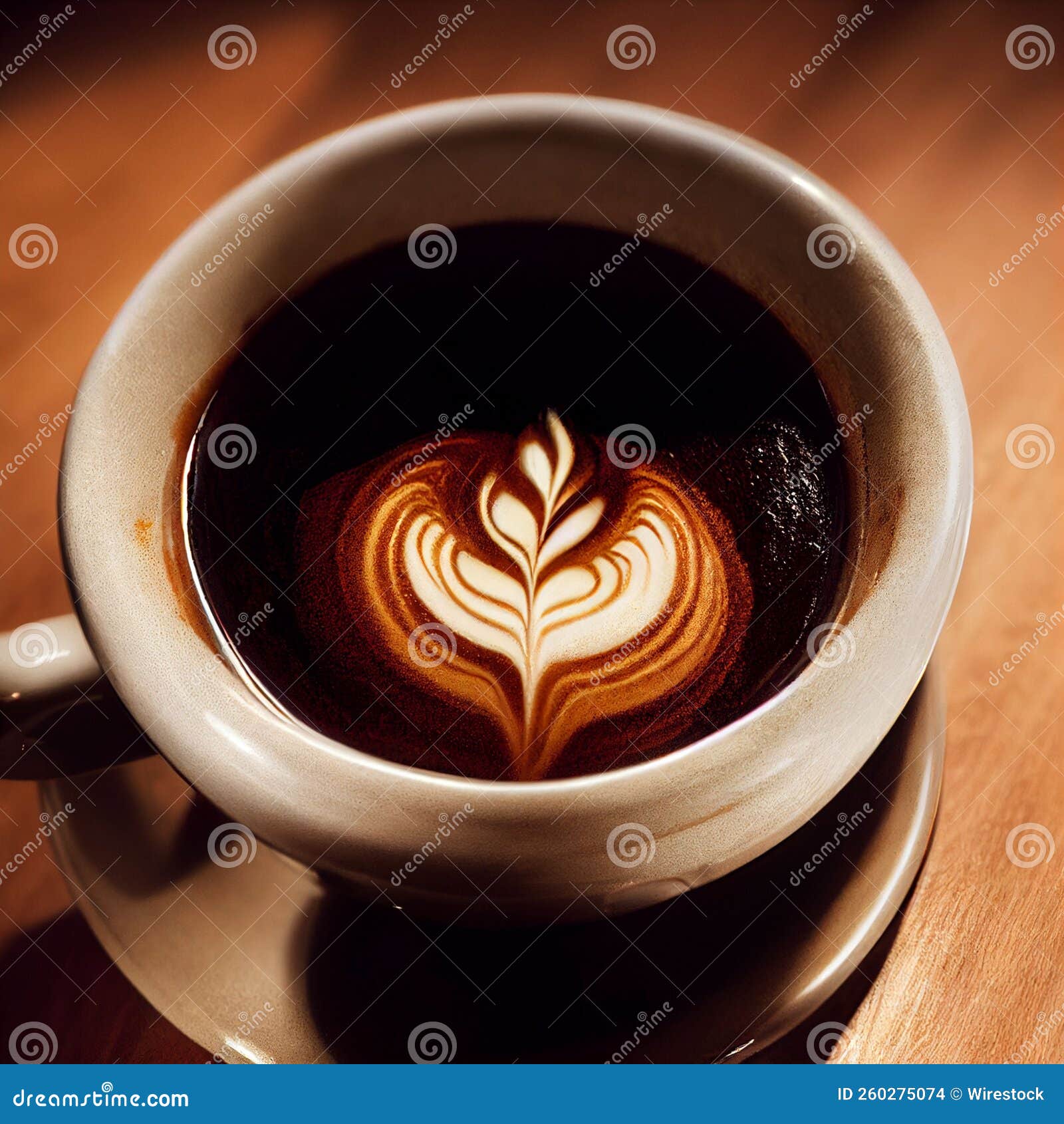 High Angle Shot of a Cup of Coffee with Milk Design Stock Photo - Image ...
