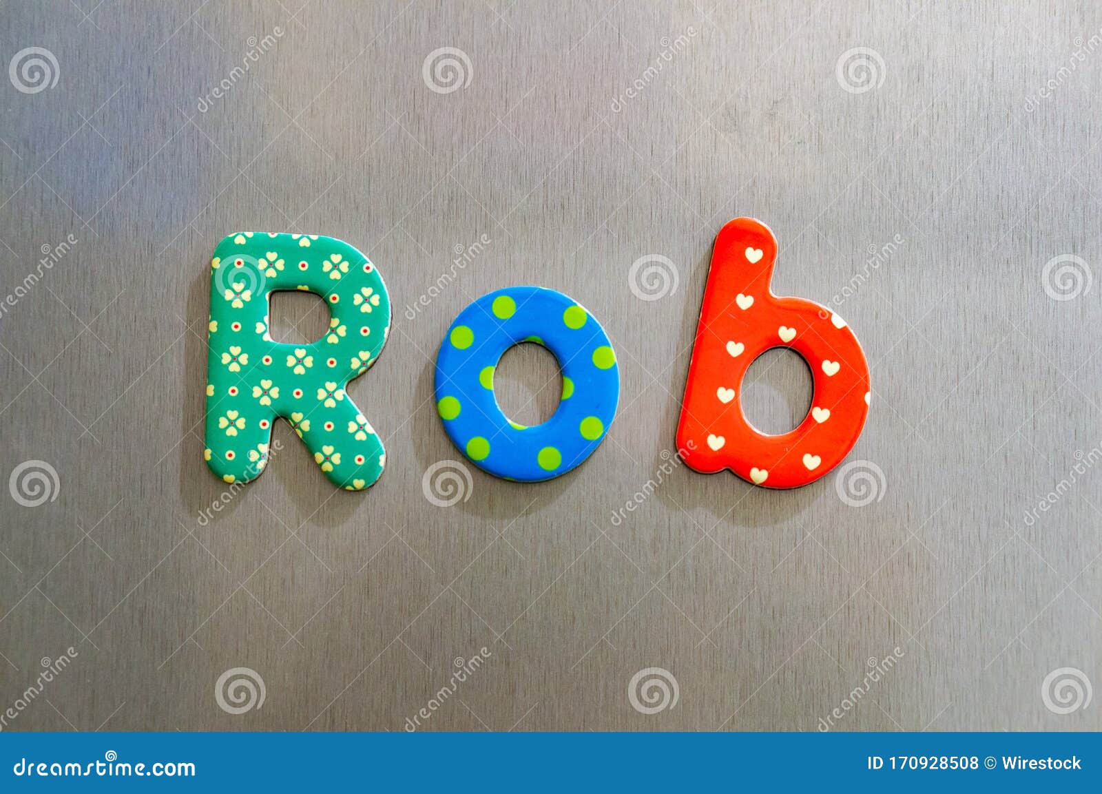 High Angle Shot of Cute Letters Spelling the Name Rob Stock Photo ...