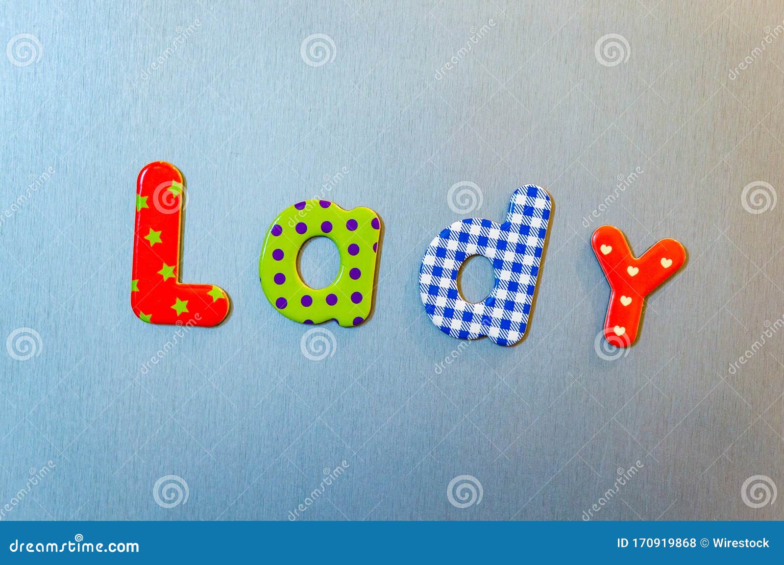 High Angle Shot of Cute Letters Spelling the Word Lady Stock ...