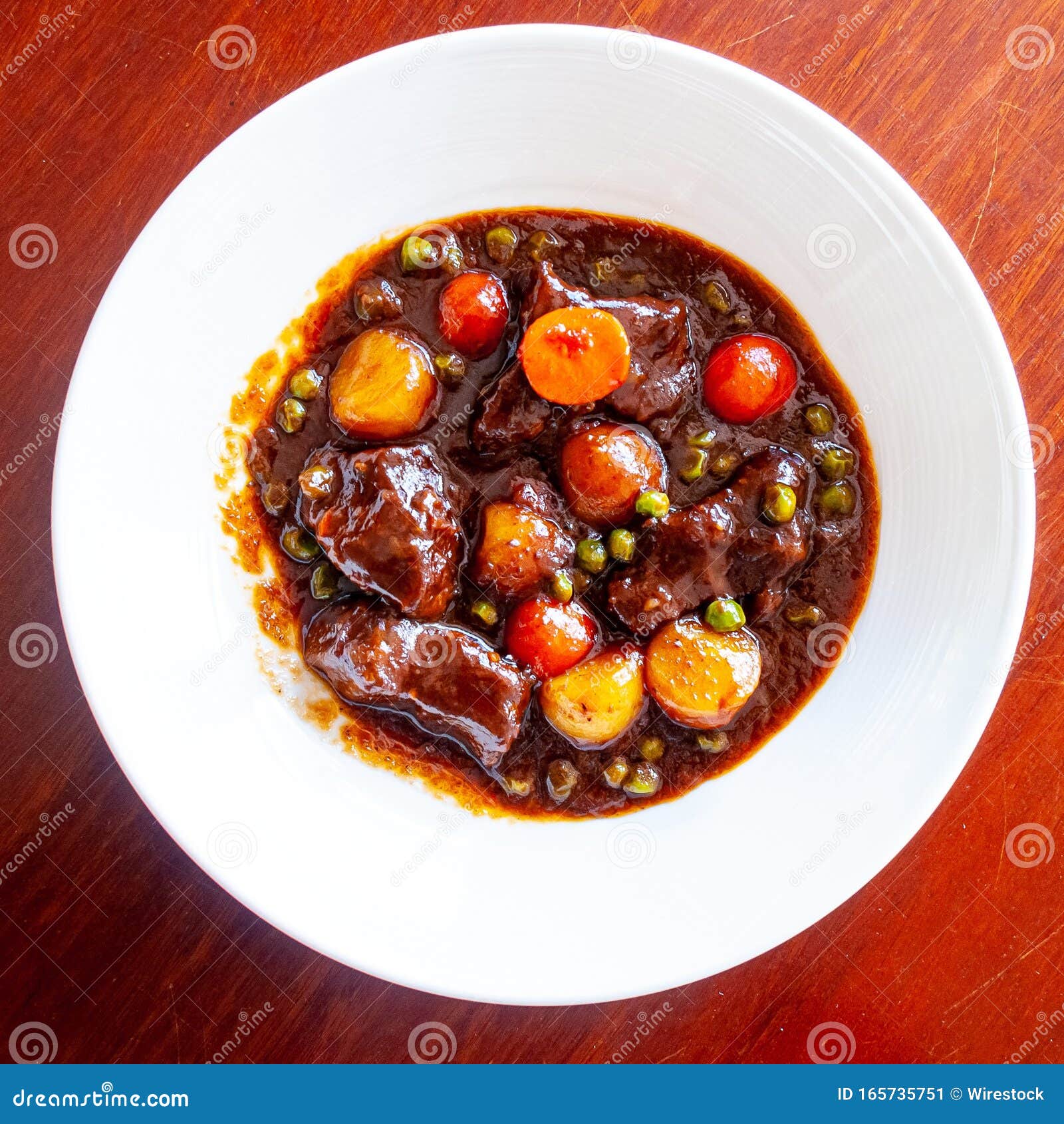High Angle Shot of a Delicious Main Course with Vegetables and Meat on ...