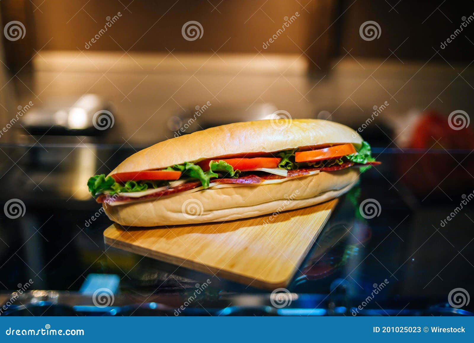 High Angle Shot of a Delicious Sandwich on the Table Stock Image ...