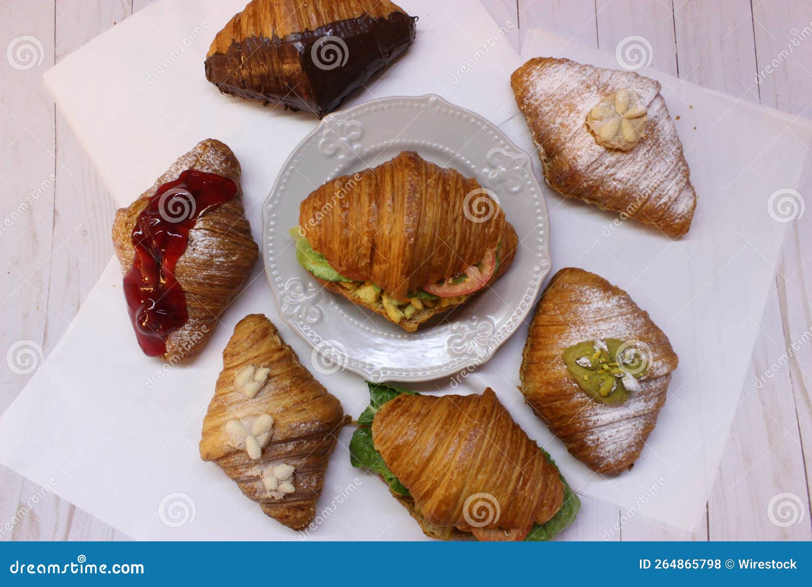 High Angle Shot of Different Assortment of Croissants Stock Photo ...