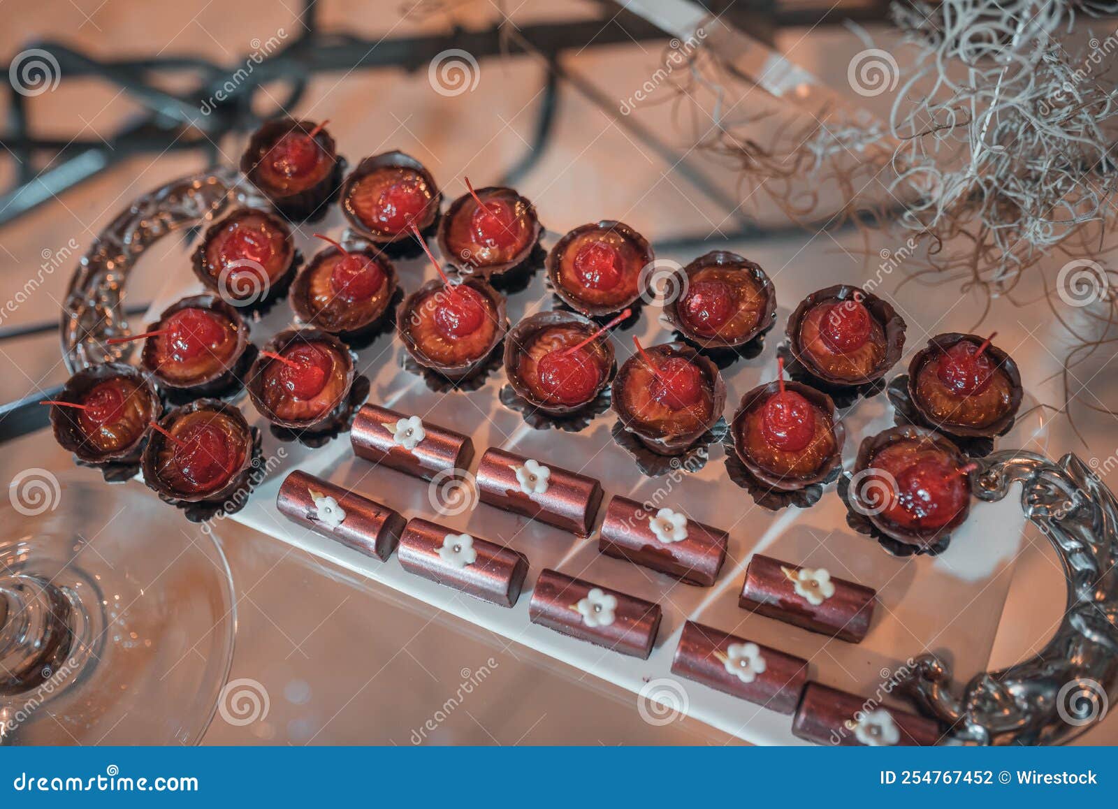 High-angle Shot of Different Types of Candy on a Fancy Plate Stock ...