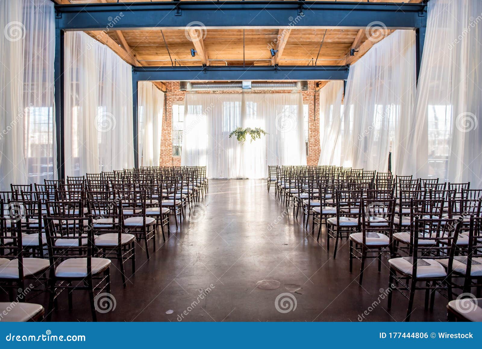 High Angle Shot of an Empty Wedding Venue with Elegant Setting Stock ...