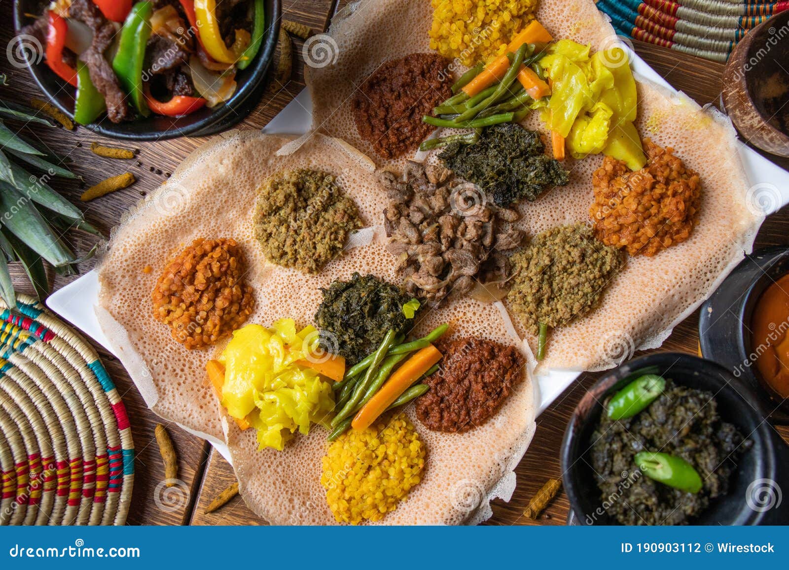 High Angle Shot of the Ethiopian Delicious Injera Flatbread Stock Photo ...