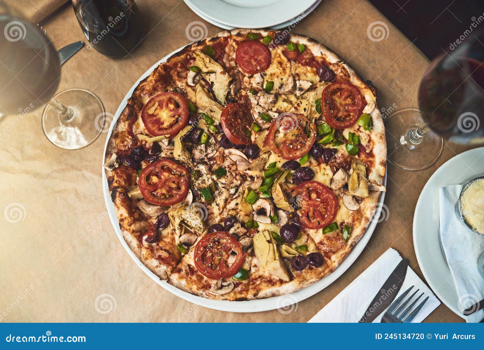Have a Slice. High Angle Shot of a Full Plate of Pizza Resting on Top ...