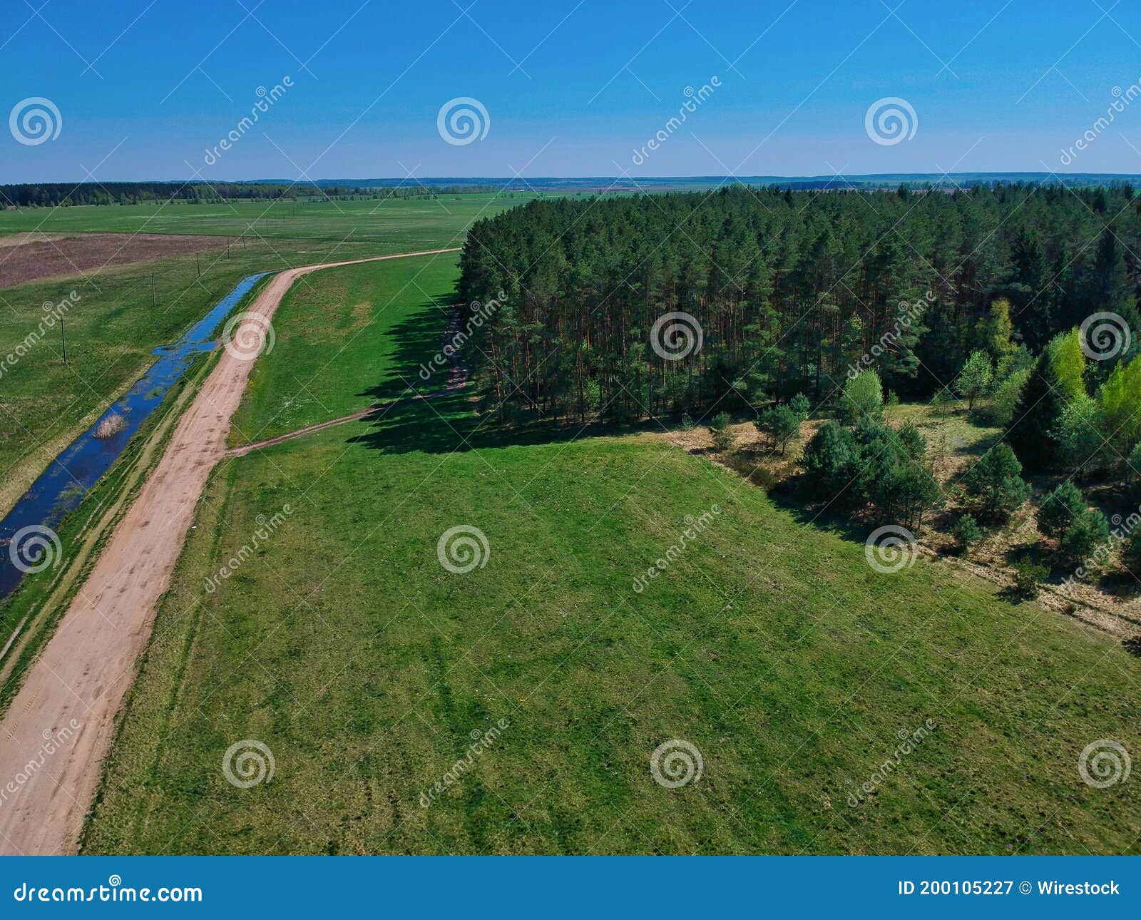 High Angle Shot of Grassland and Trees Stock Image - Image of natural ...