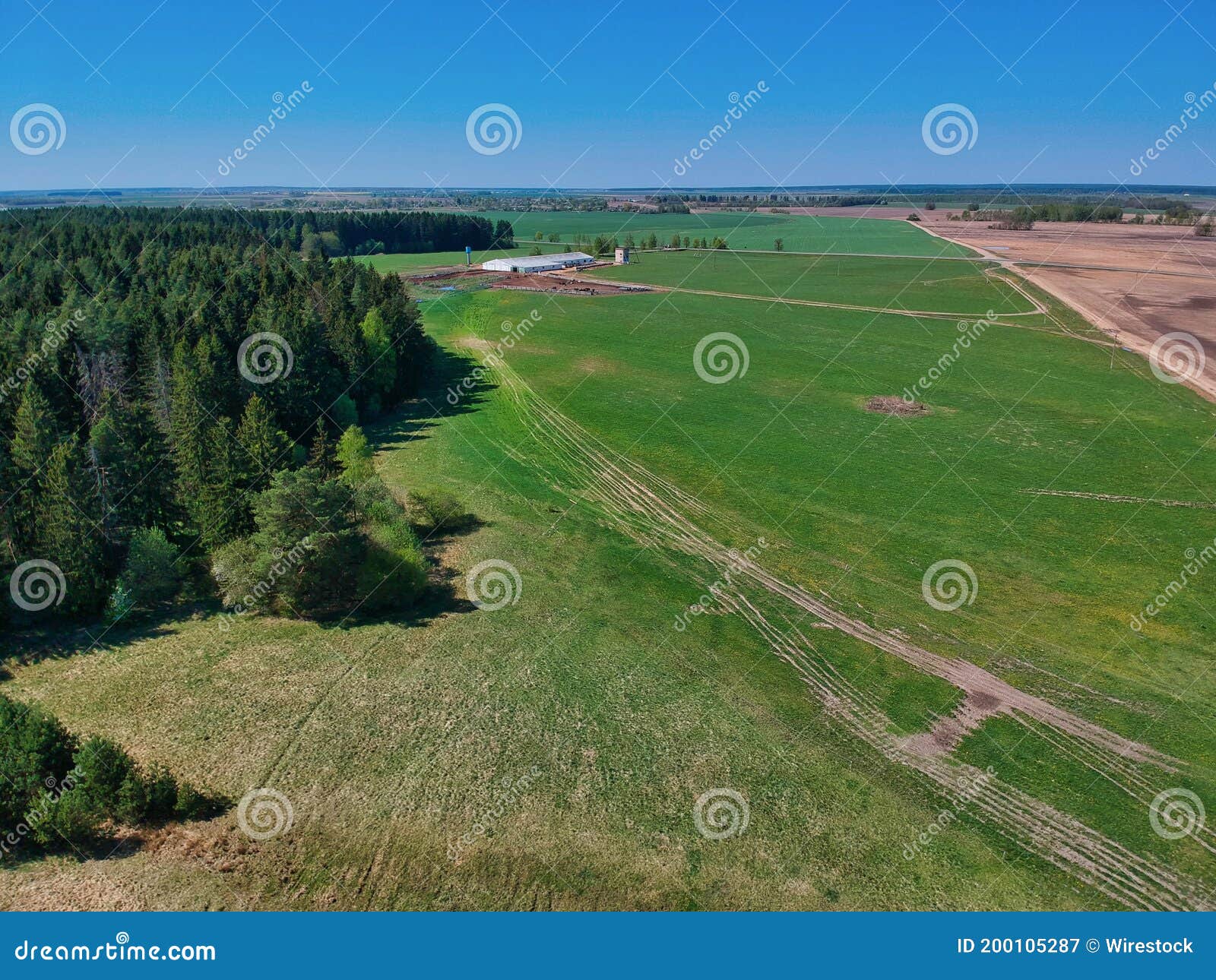 High Angle Shot of Grassland and Trees Stock Image - Image of scenic ...