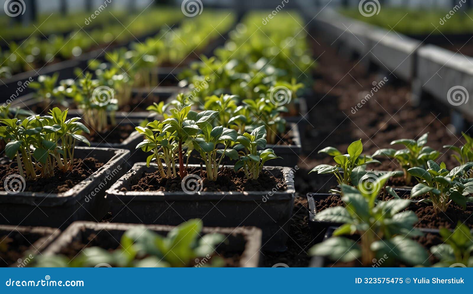Rows Of Young Corn Plants. Green Young Maize On Organic Soil. Corn ...