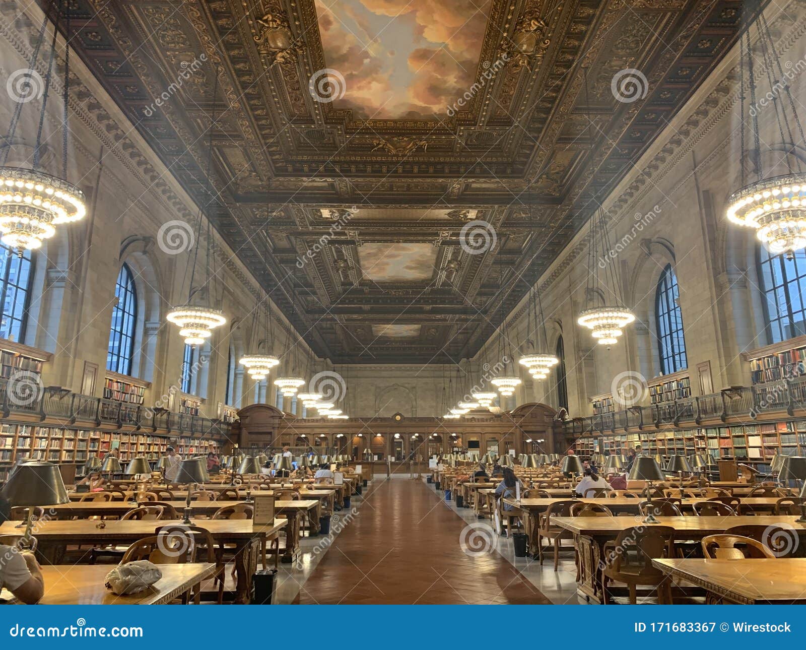High Angle Shot of the Inside of the New York Public Library, USA Stock ...