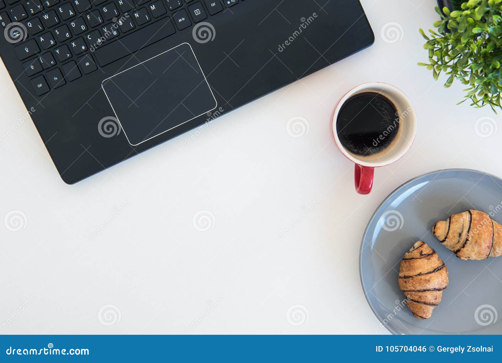 High Angle Shot of Items on a Table at an Office Workstation Stock ...