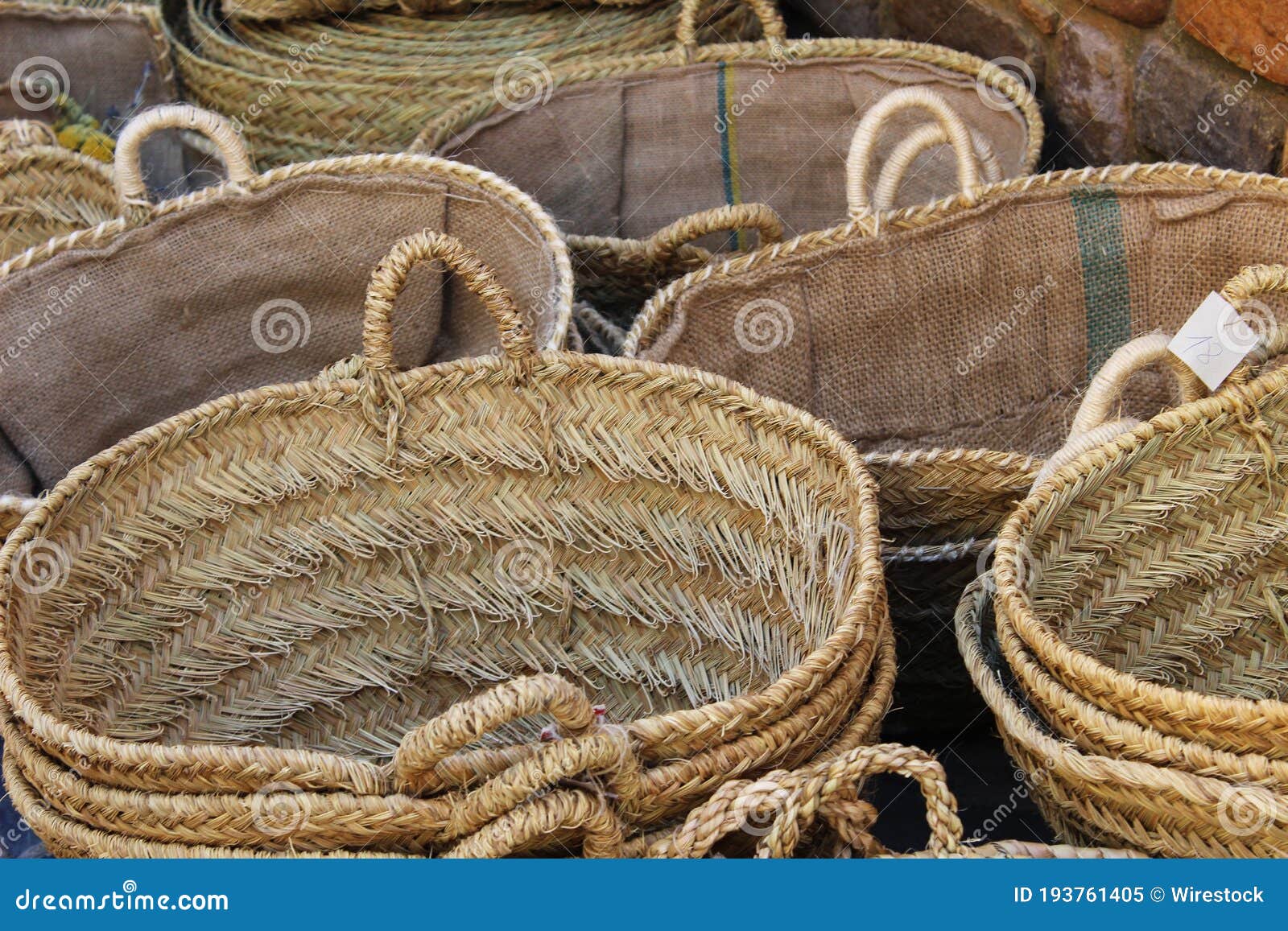 High Angle Shot of Many Straw Baskets Stacked on Each Other Stock Image ...