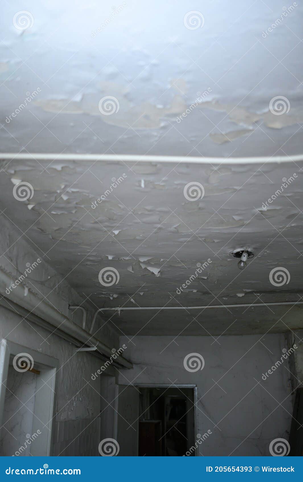 High Angle Shot of the Moisture-damaged Ceiling Stock Image - Image of ...