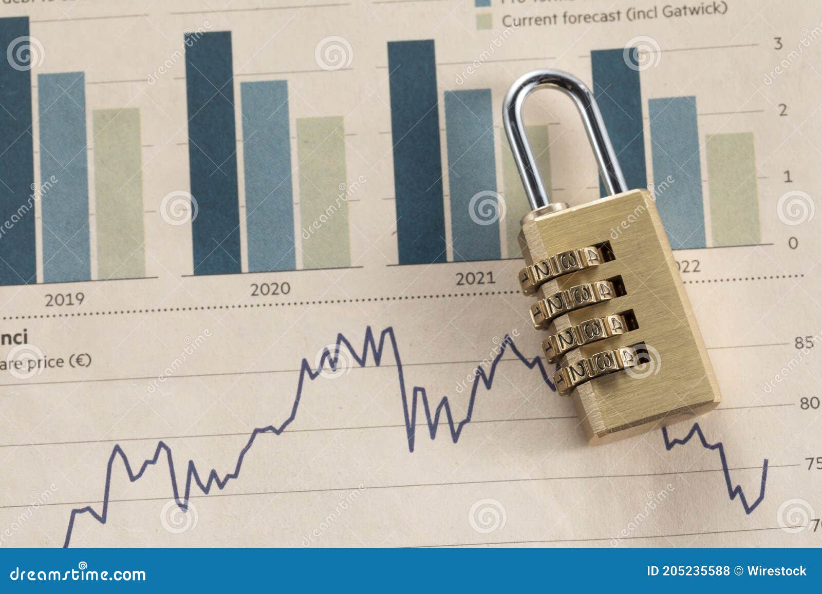 High Angle Shot of a Padlock on a Page with Bar Graph Stock Photo ... High Angle Shot of a Padlock on a Page with Bar Graph Stock Photo ...