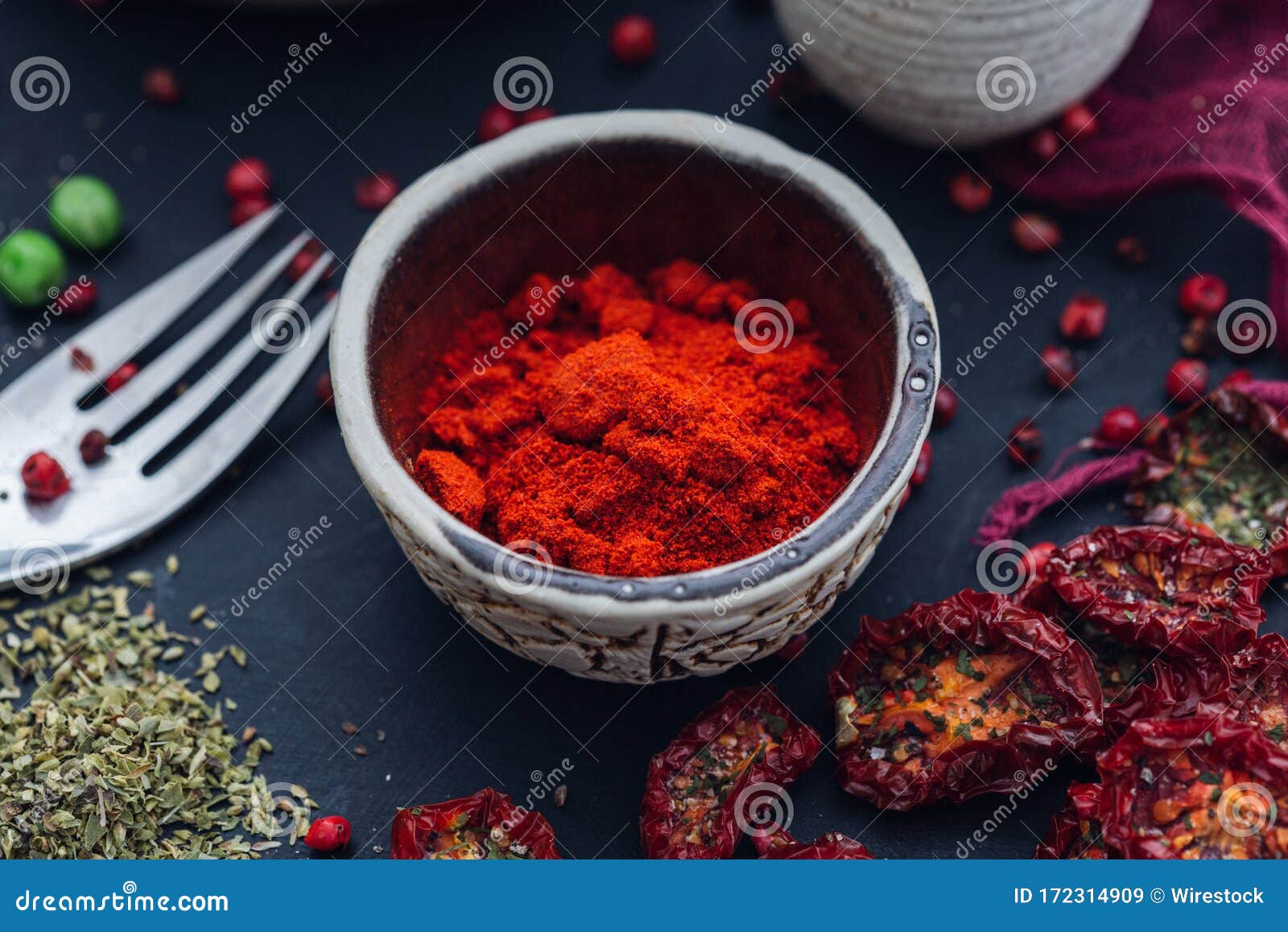 High Angle Shot of a Red Hot Spice Chili Powder Stock Image - Image of ...