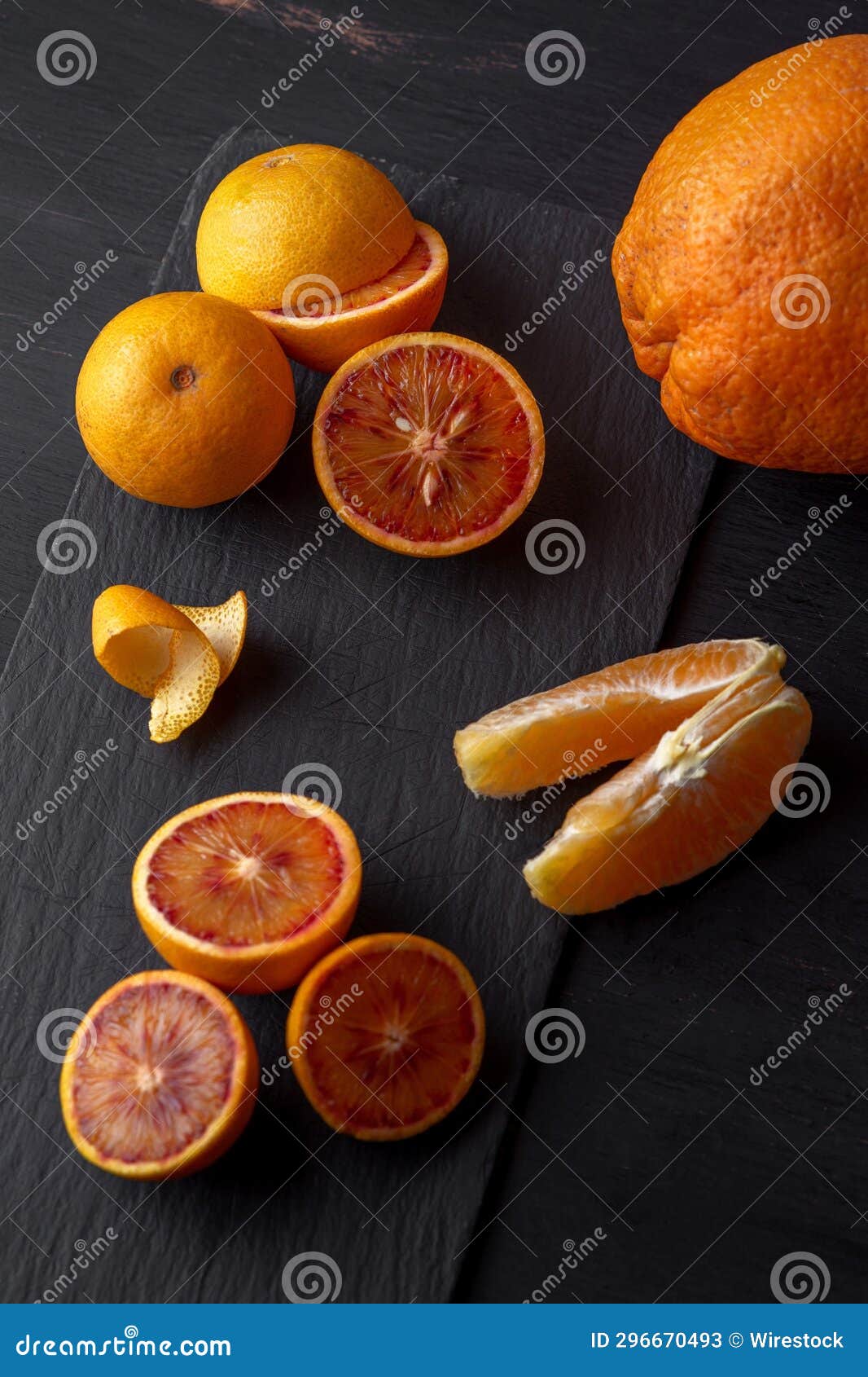 High Angle Shot of Ripe Citrus and Peels on a Dark Surface Stock Image ...