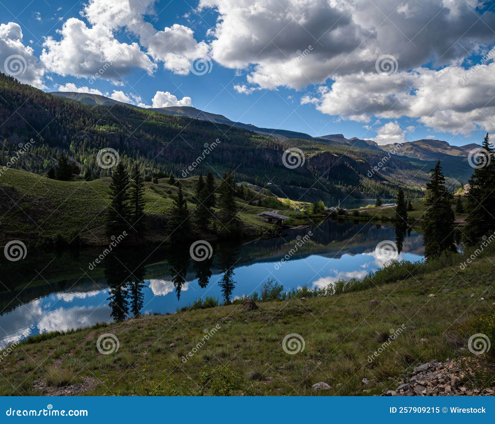 High-angle Shot of a San Cristobal Colorado Mountain Lake with Sky and ... High-angle Shot of a San Cristobal Colorado Mountain Lake with Sky and ...