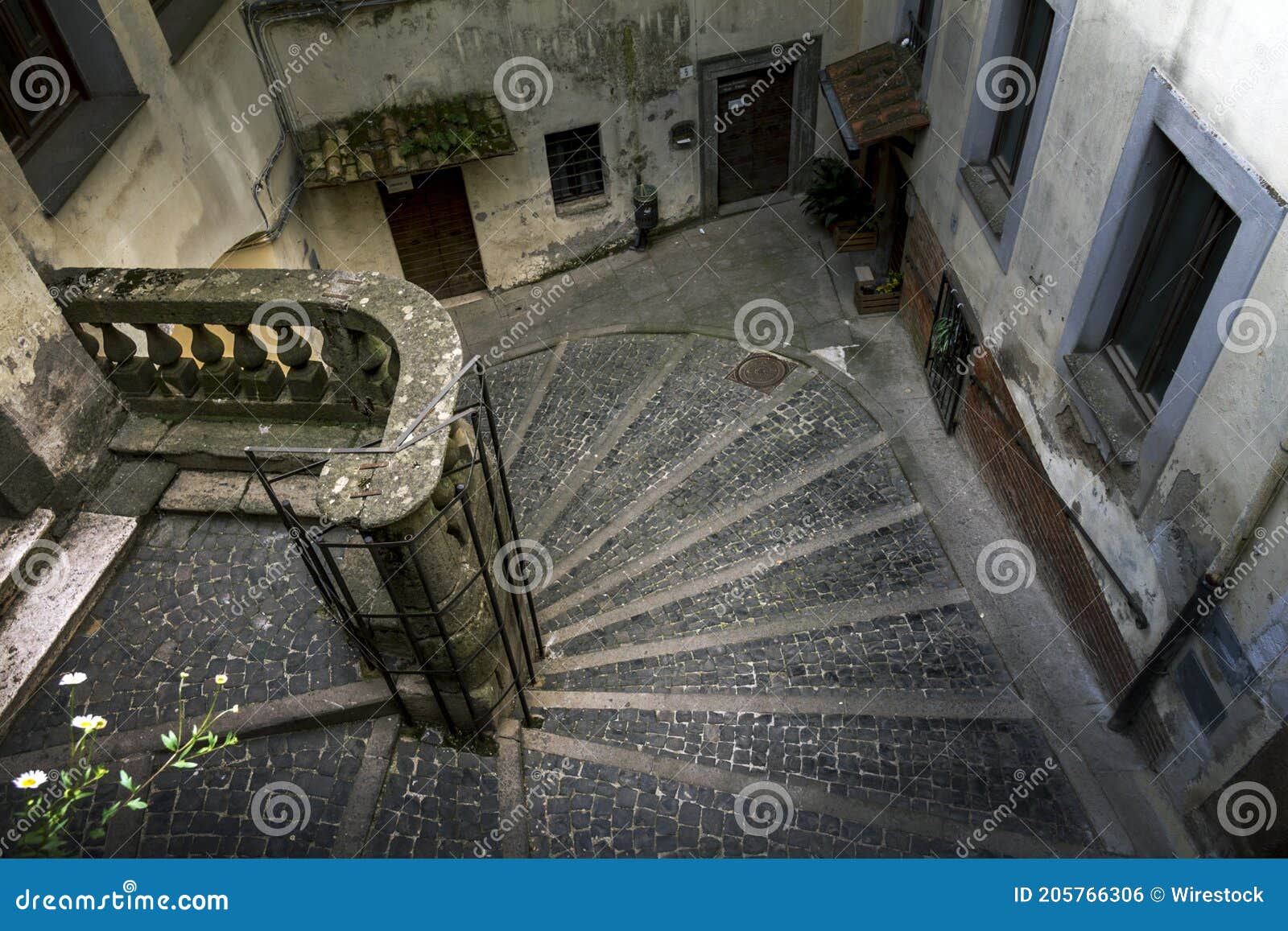 High Angle Shot of a Staircase in an Alley Stock Photo - Image of high ...