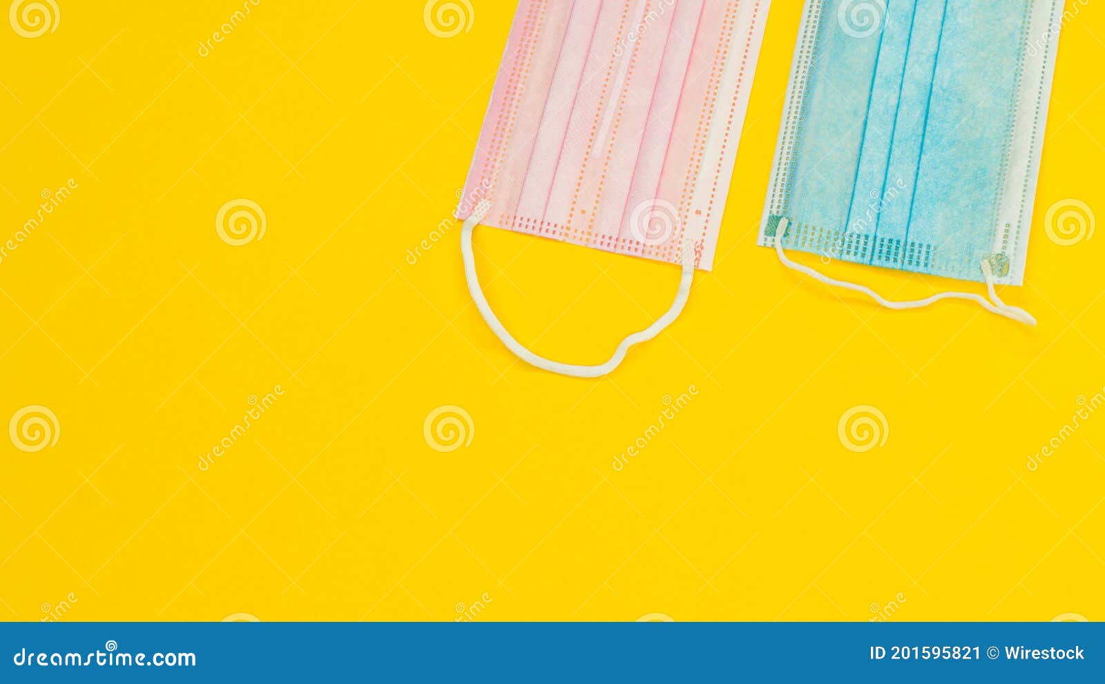 High Angle Shot of Surgical Masks on a Yellow Surface Stock Image ...