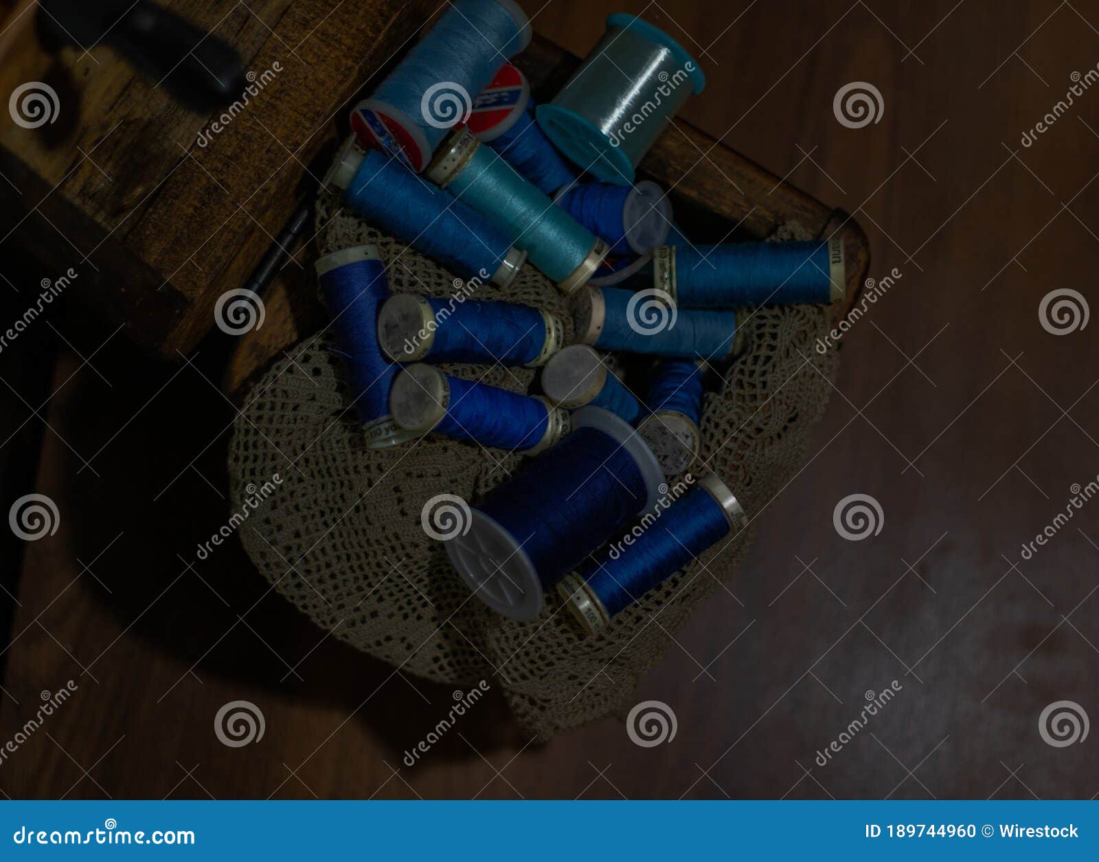 High Angle Shot of Threads with Different Shades of Blue Stock Photo ...