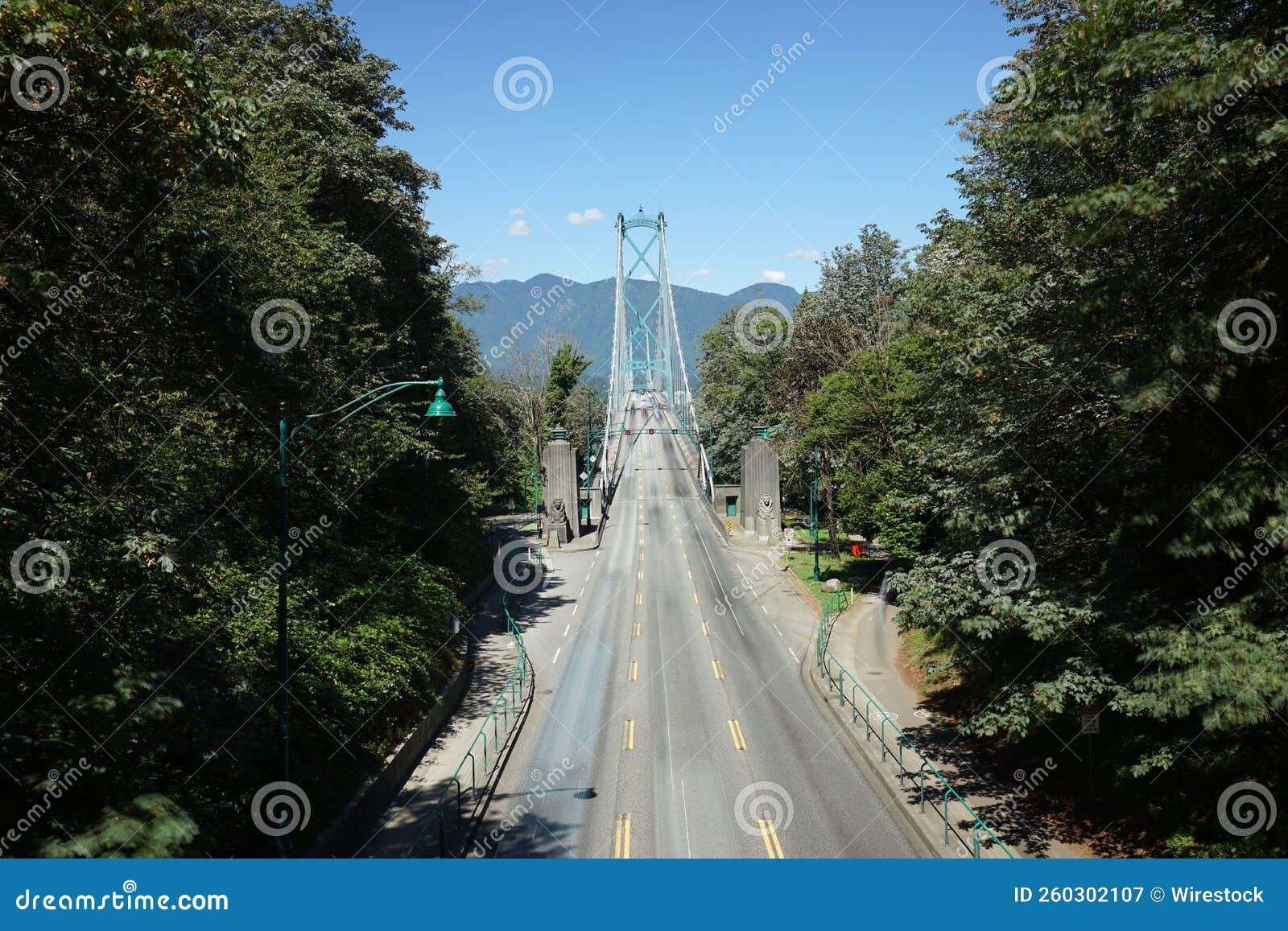 High-angle Shot Toward the Empty Lions Gate Bridge during the Day Stock ...