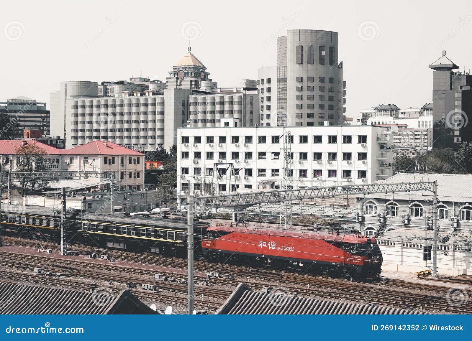 High-angle Shot of a Train Leaving the Beijing Railway Station ...