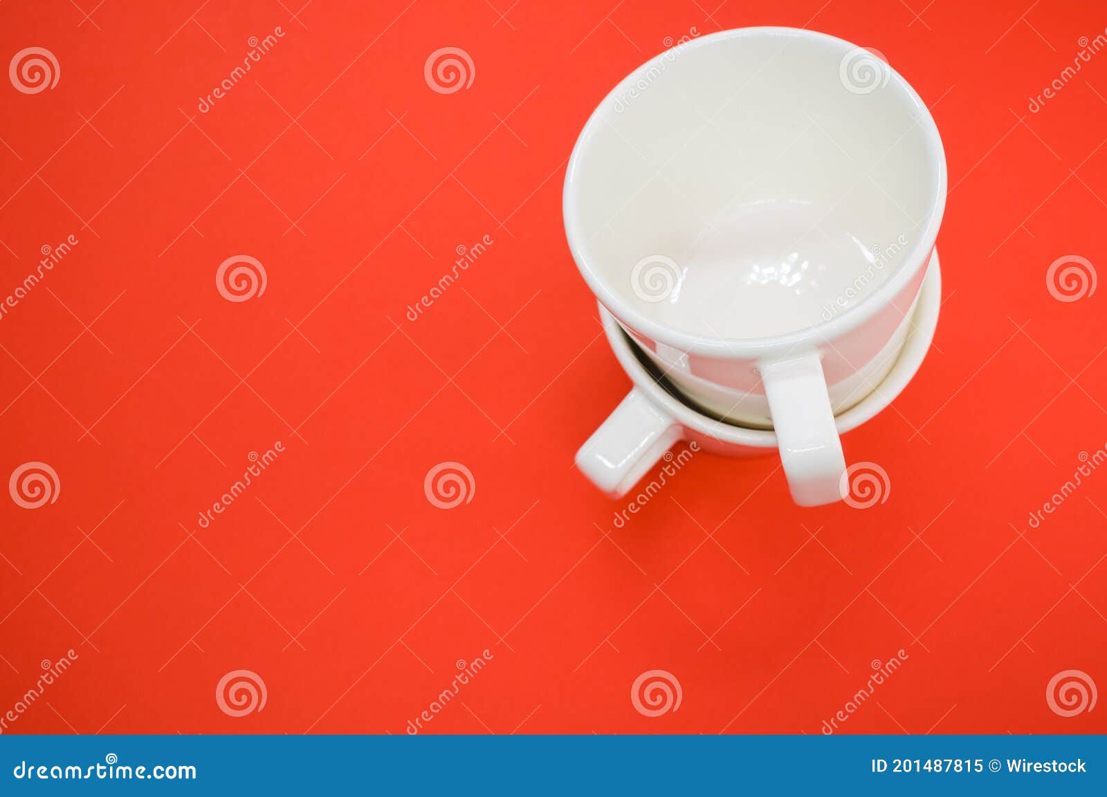 High Angle Shot of Two Empty Cups on a Red Surface Stock Image - Image ...