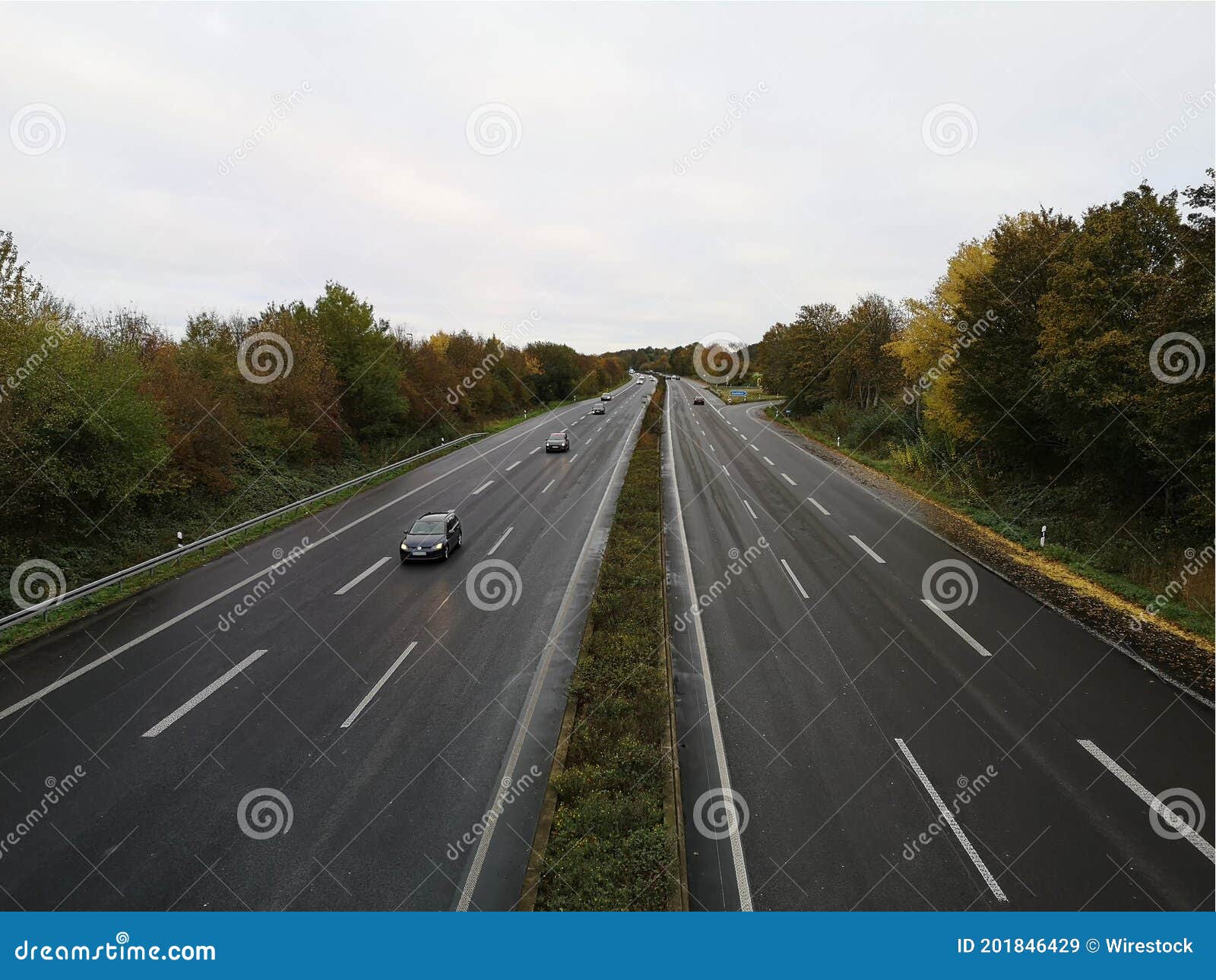 High Angle Shot of a Two-way Highway Captured on a Cloudy Day Stock ...