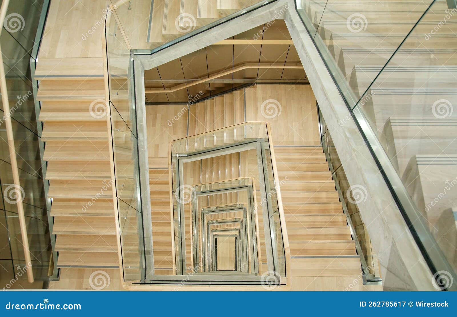 High Angle Shot of a Wooden Stairs Going Down Stock Image - Image of ...