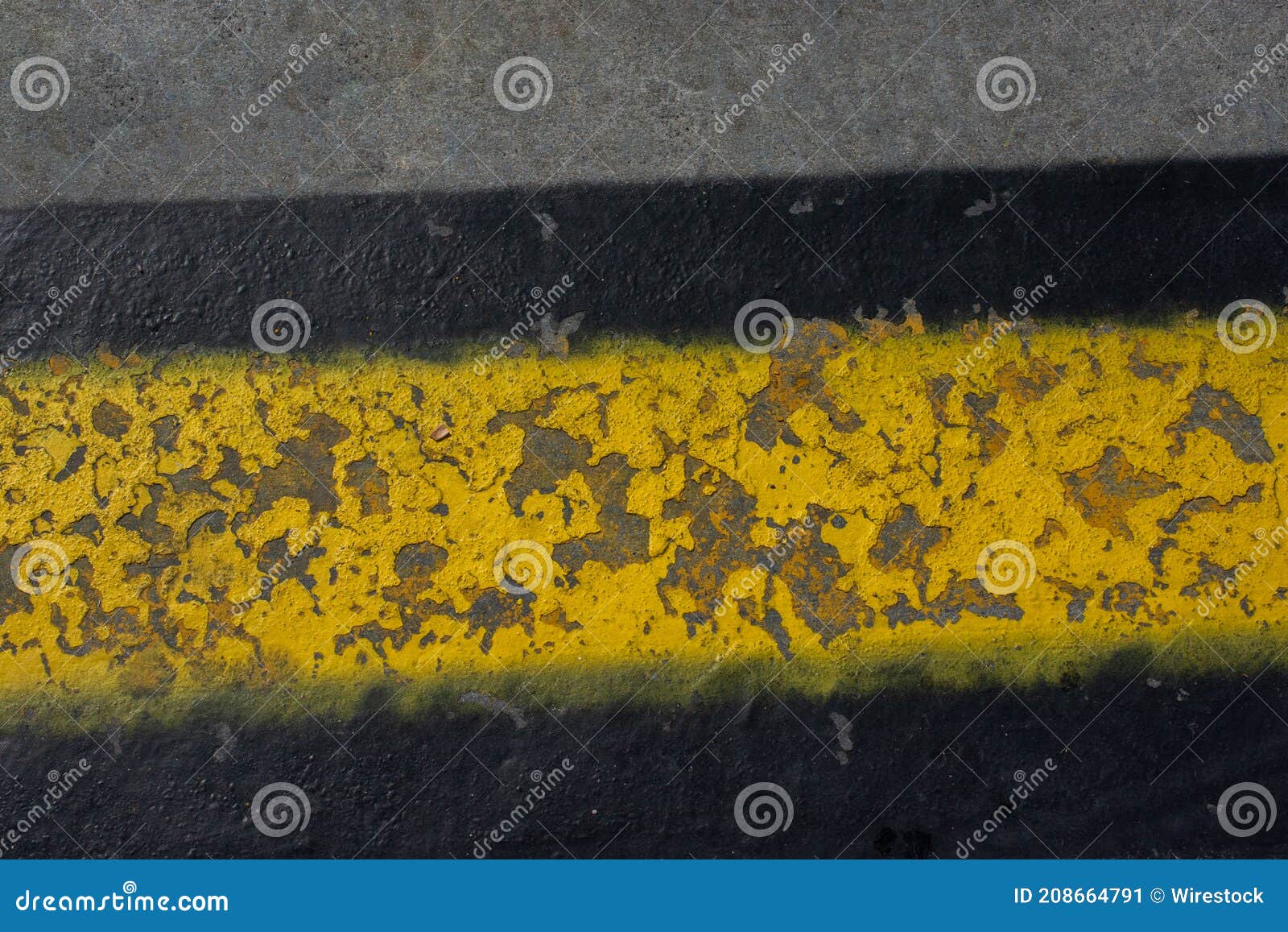 High Angle Shot of the Worn-out Yellow Paint on the Asphalt Stock Image ...