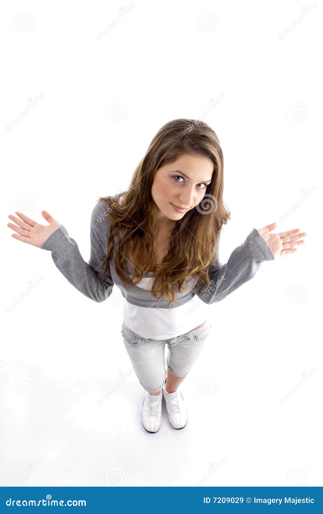 High Angle View of Attractive Female Stock Image - Image of expression ...