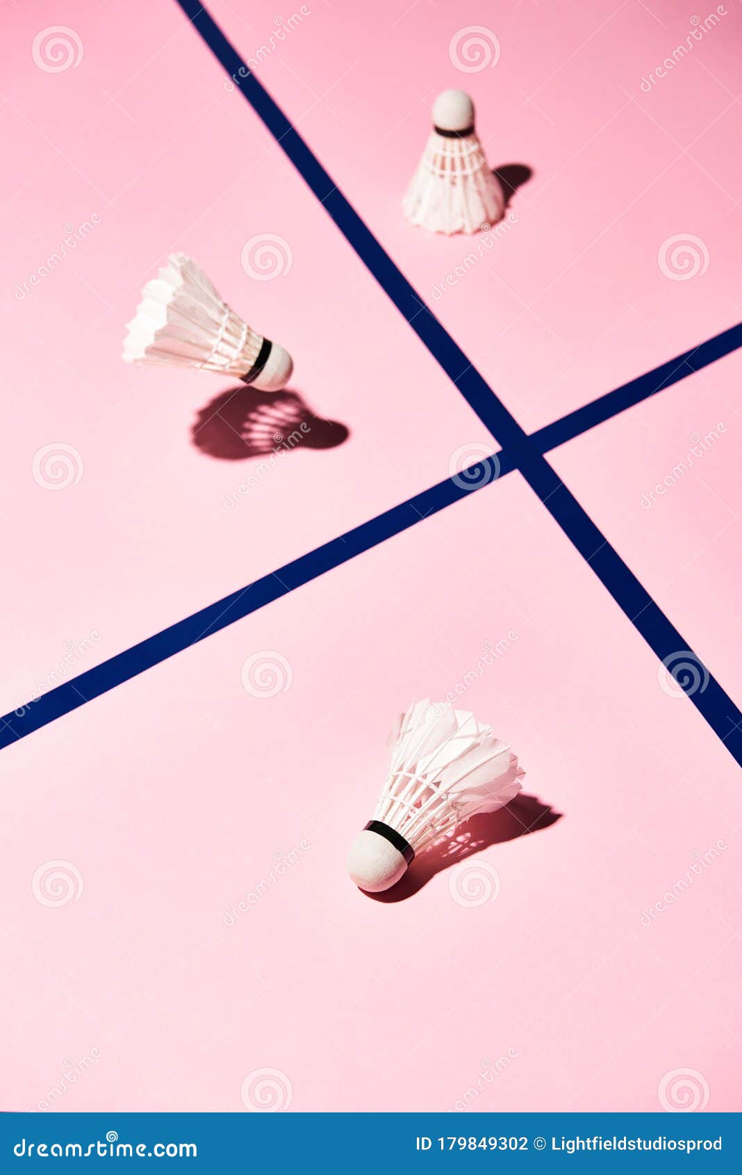 High Angle View of Badminton Shuttlecocks Stock Photo - Image of lines ...
