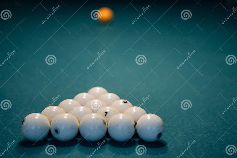 High Angle View of Balls Billiard on Table. Stock Image - Image of play ...