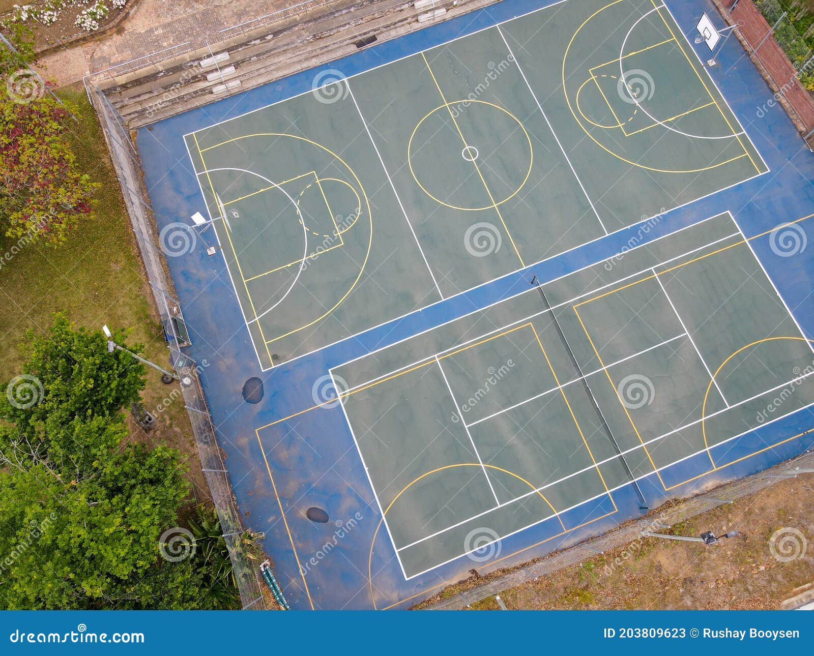 High Angle View of Basketball Court Seen from Drone Stock Image - Image ...