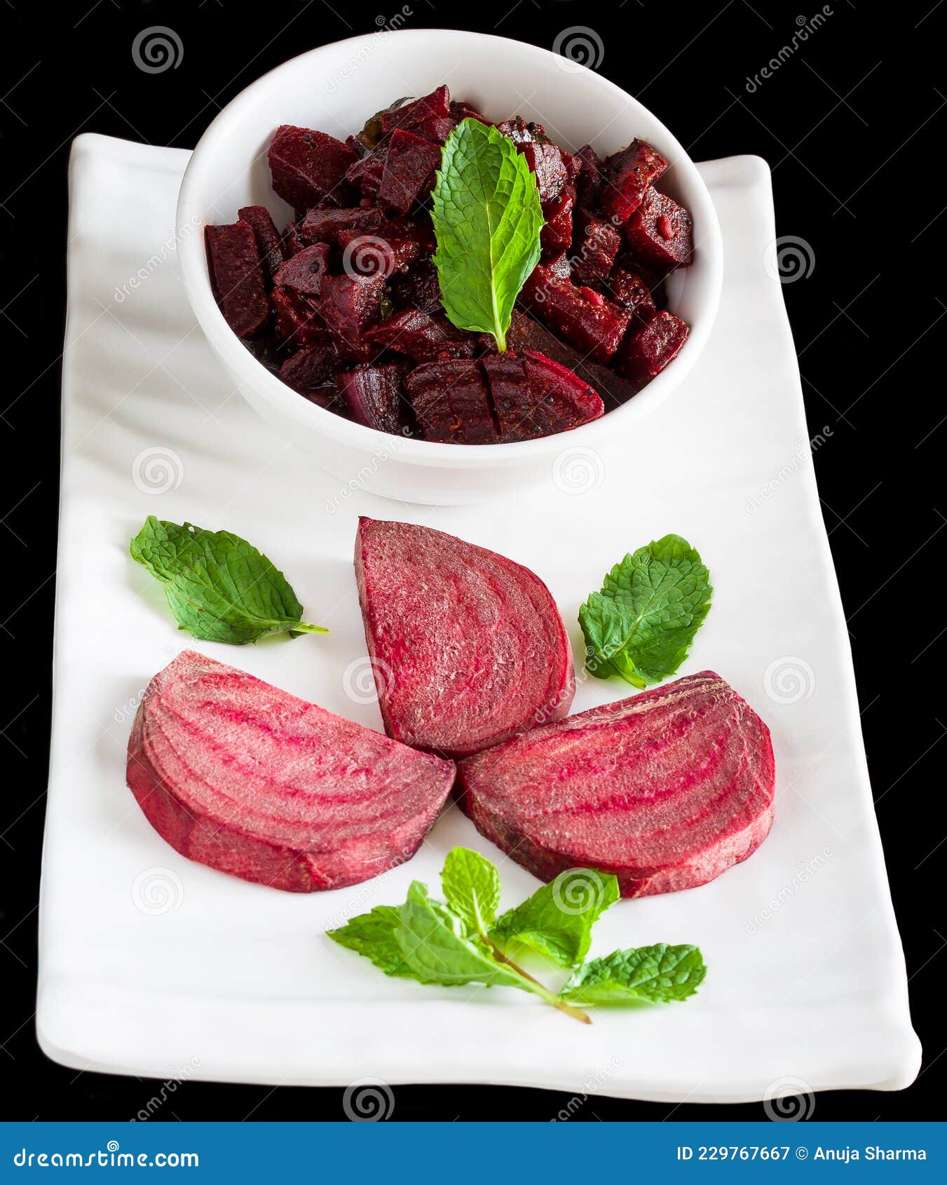 High Angle View of Beetroot Curry,an Indian Vegetarian Dish and Salad ...