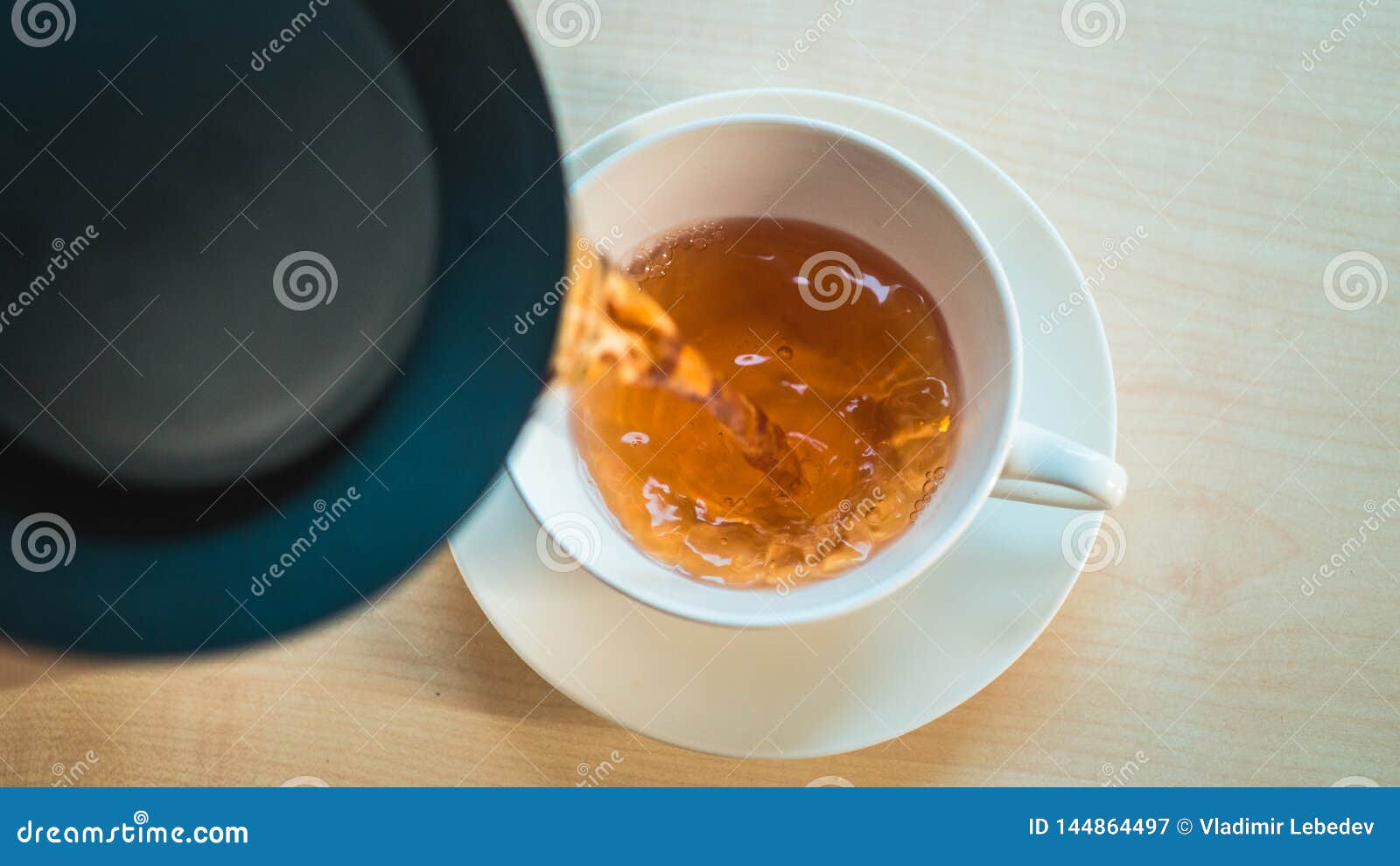 High Angle View of Black Tea Cup Stock Image - Image of black, view ...
