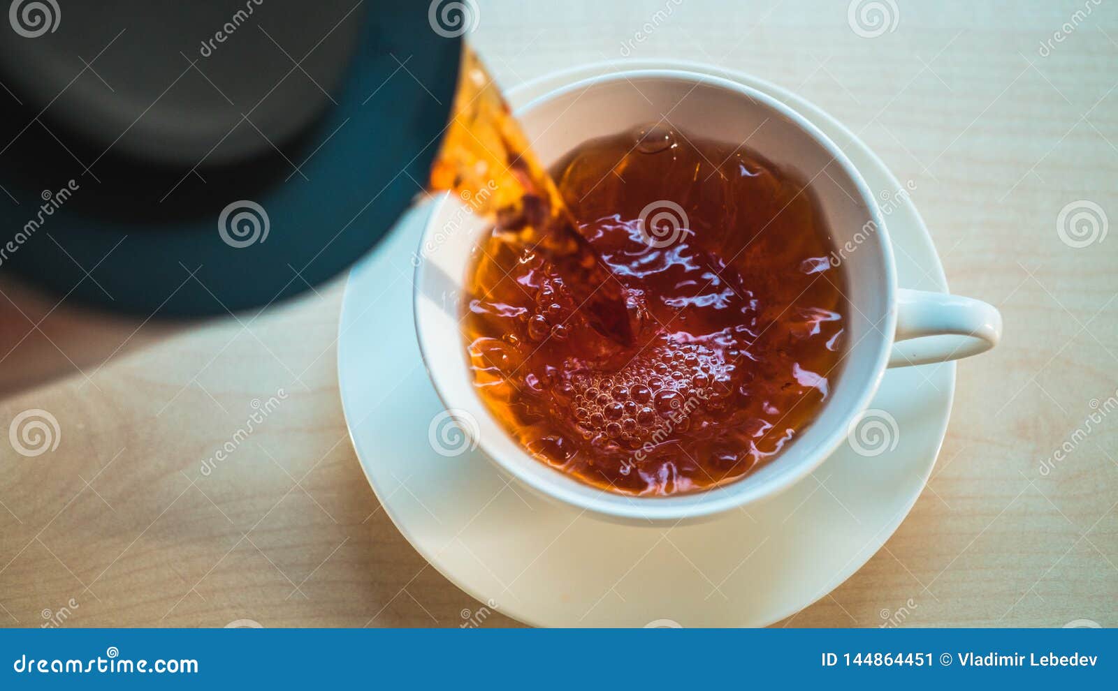 High Angle View of Black Tea Cup Stock Image - Image of high, angle ...