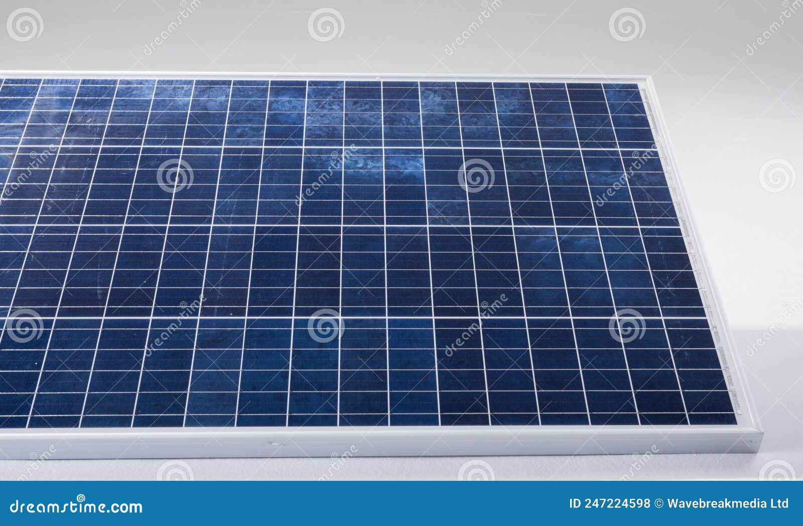 High Angle View of Blue Solar Panel with Grid Patterns Isolated Against ...