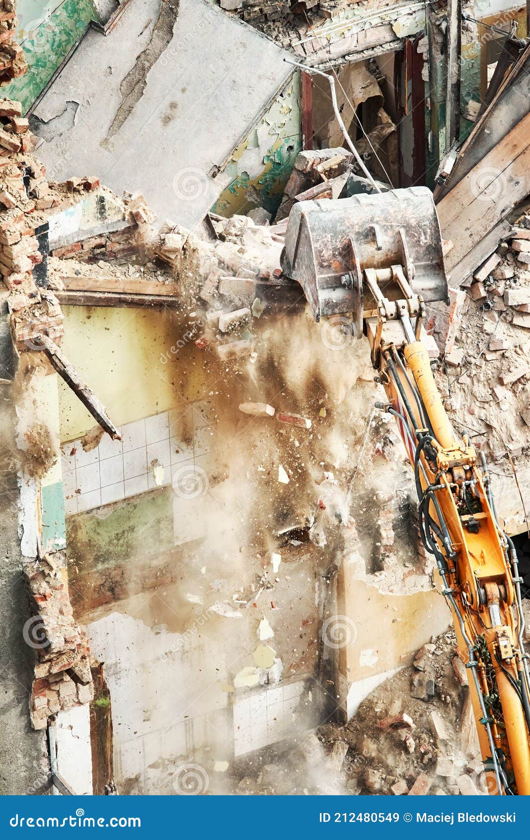 High Angle View of a Building Demolition in Progress Stock Image ...