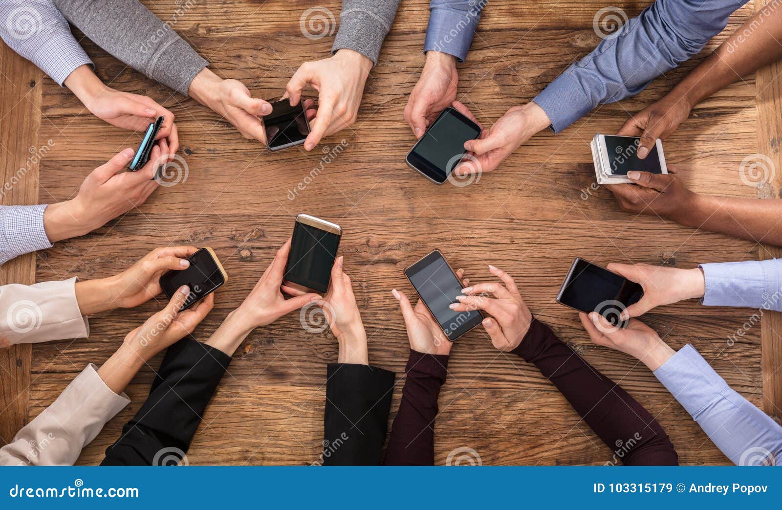 Businesspeople Hand Using Mobile Phone Stock Image - Image of diversity ...