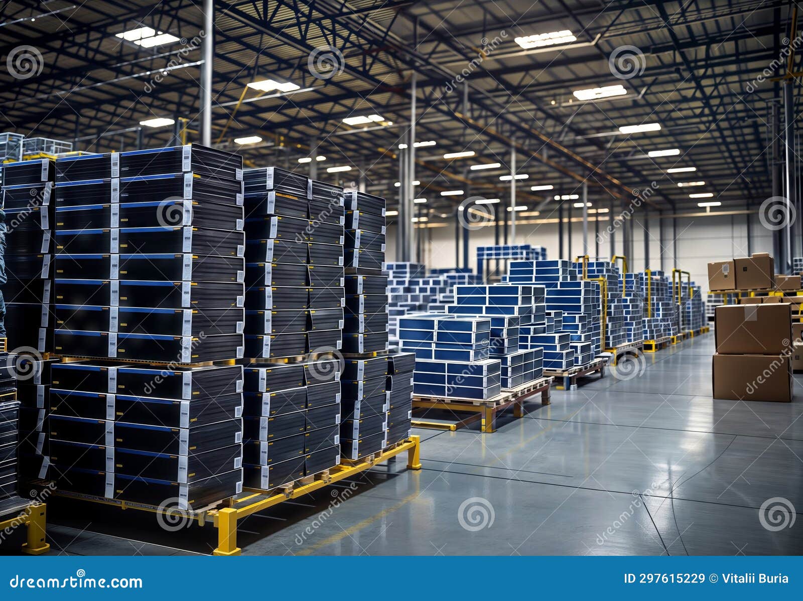 High Angle View of Rows of Solar Panels on Pallets in Distribution ...