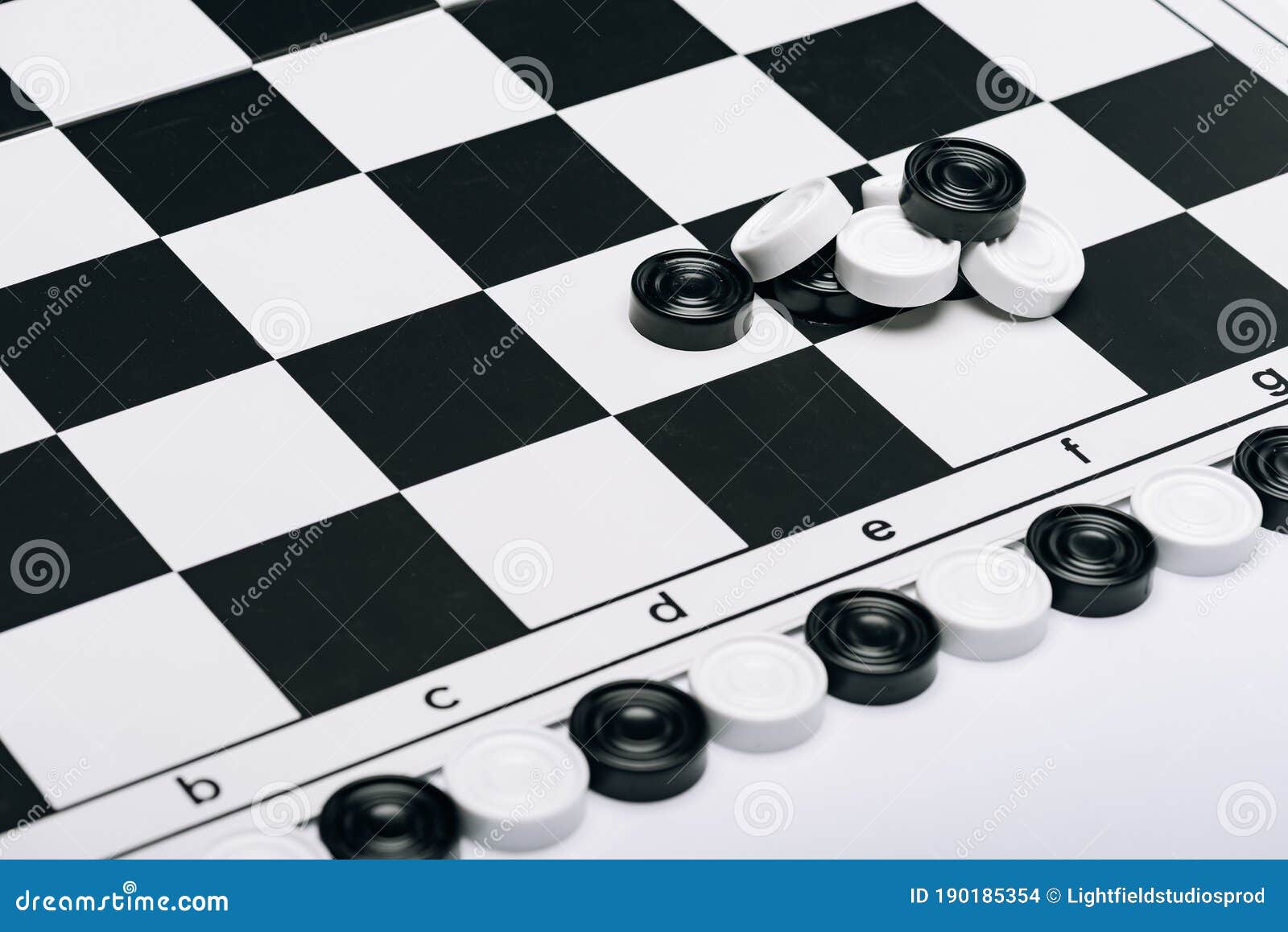High Angle View of Checkers on Checkerboard Stock Photo - Image of ...