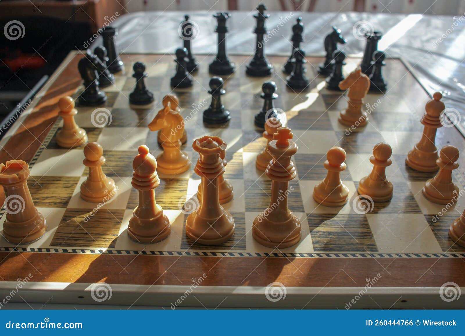 High-angle View of a Chess Board with Pieces - Strategy Concept Stock ...