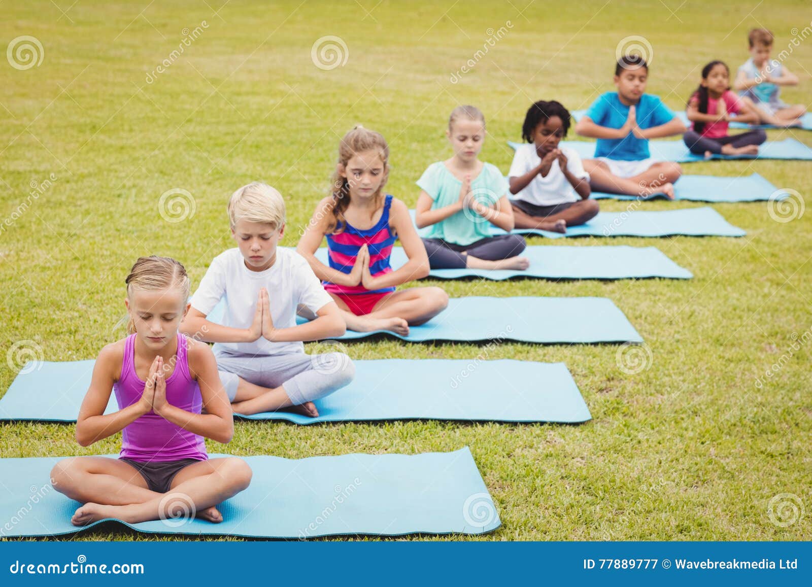 High Angle View of Children Doing Yoga Stock Image - Image of position ...