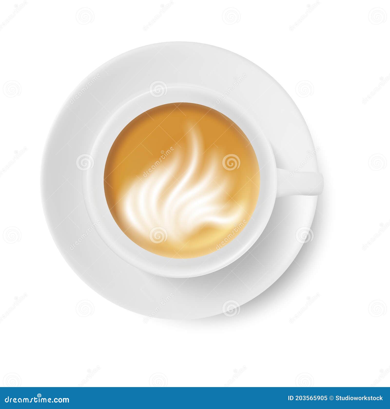 High Angle View Coffee Cup Isolated on White Stock Vector ...