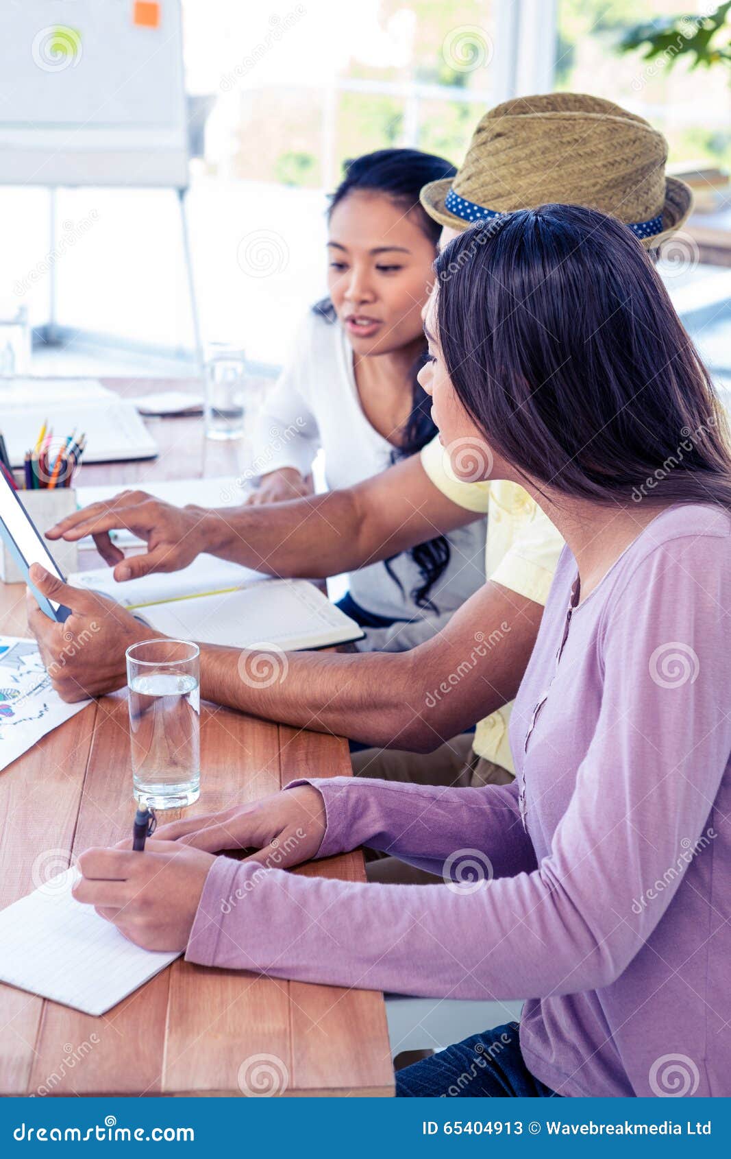 High Angle View of Colleagues Discussing in Conference Stock Image ...