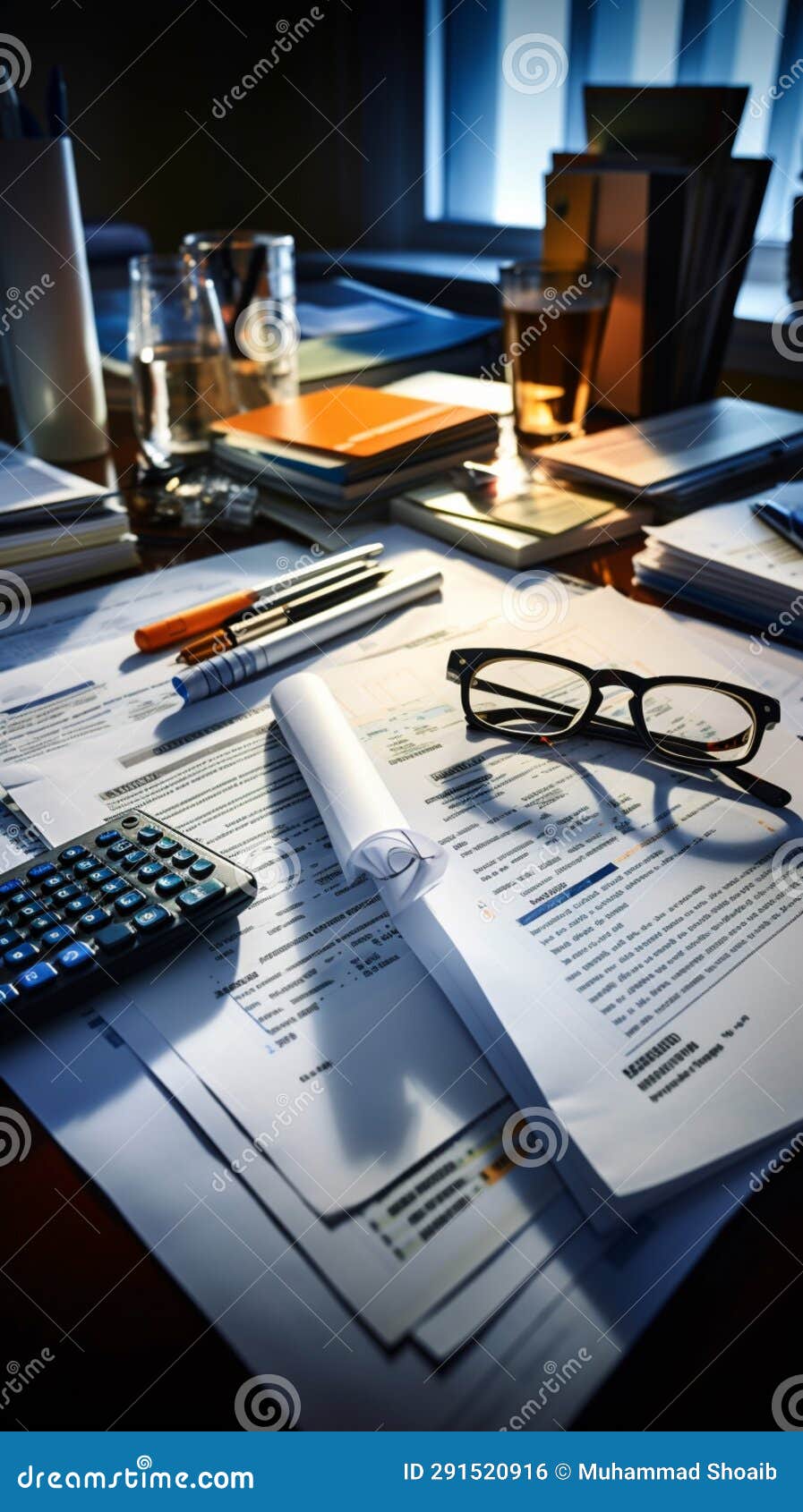 High Angle View Corporate Papers Spread Methodically on Desk, a Scene ...