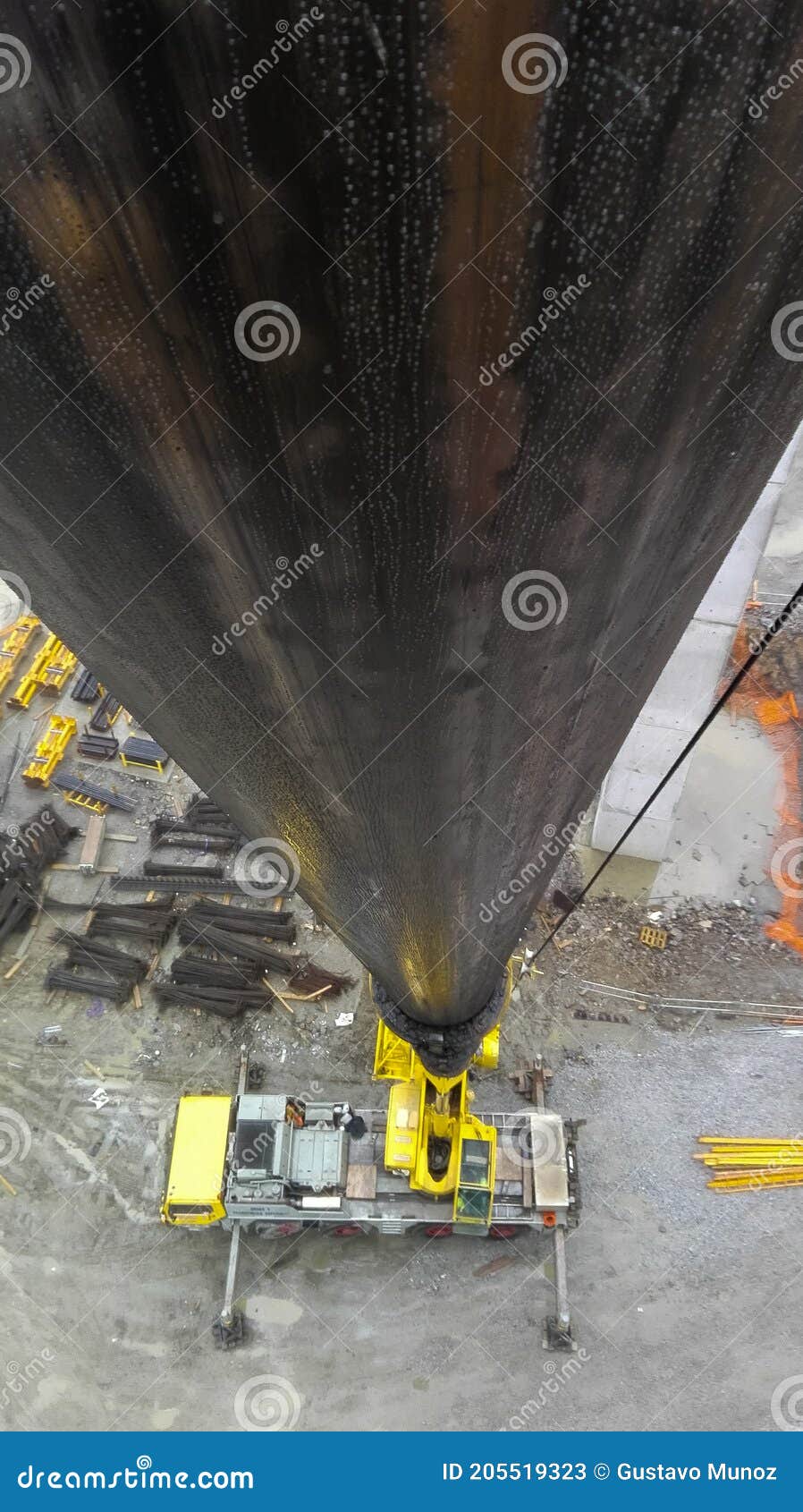 High Angle View of a Crane Truck with the Boom in Foreground at a ...